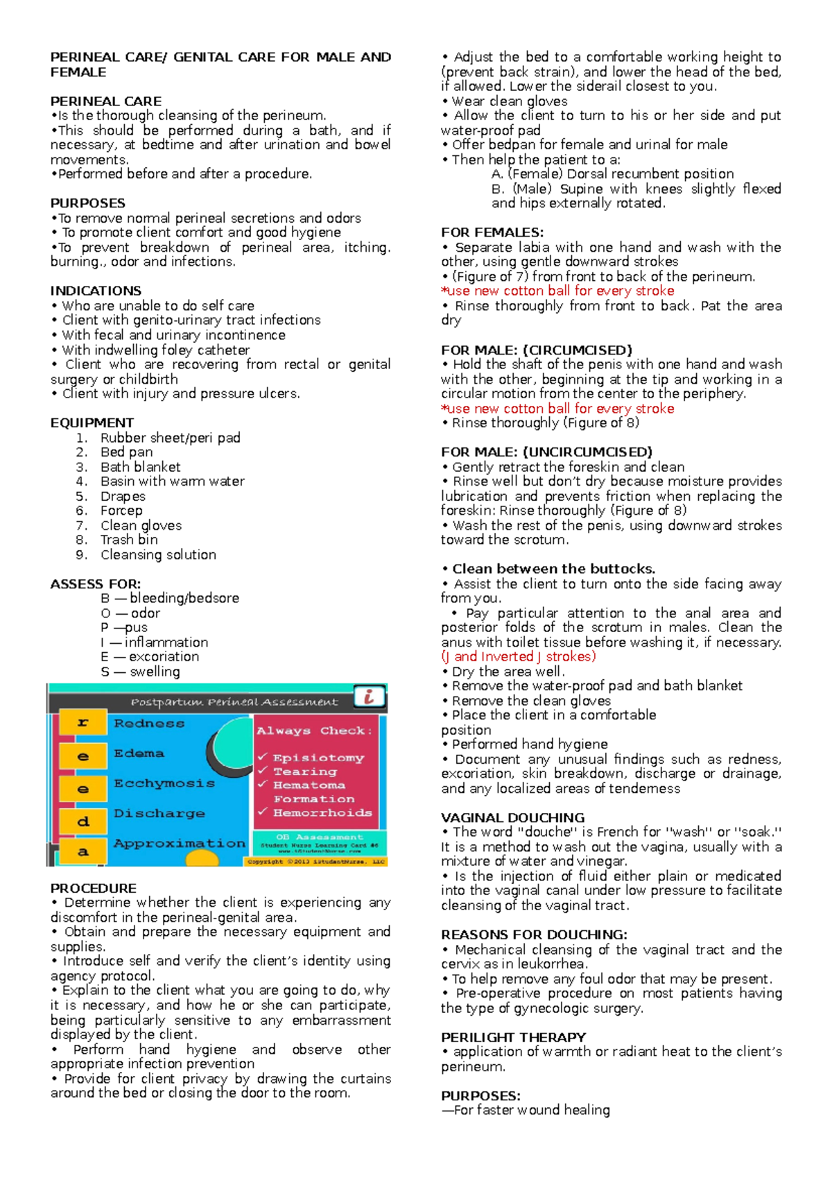 217 ( Perineal CARE) - PERINEAL CARE/ GENITAL CARE FOR MALE AND FEMALE ...