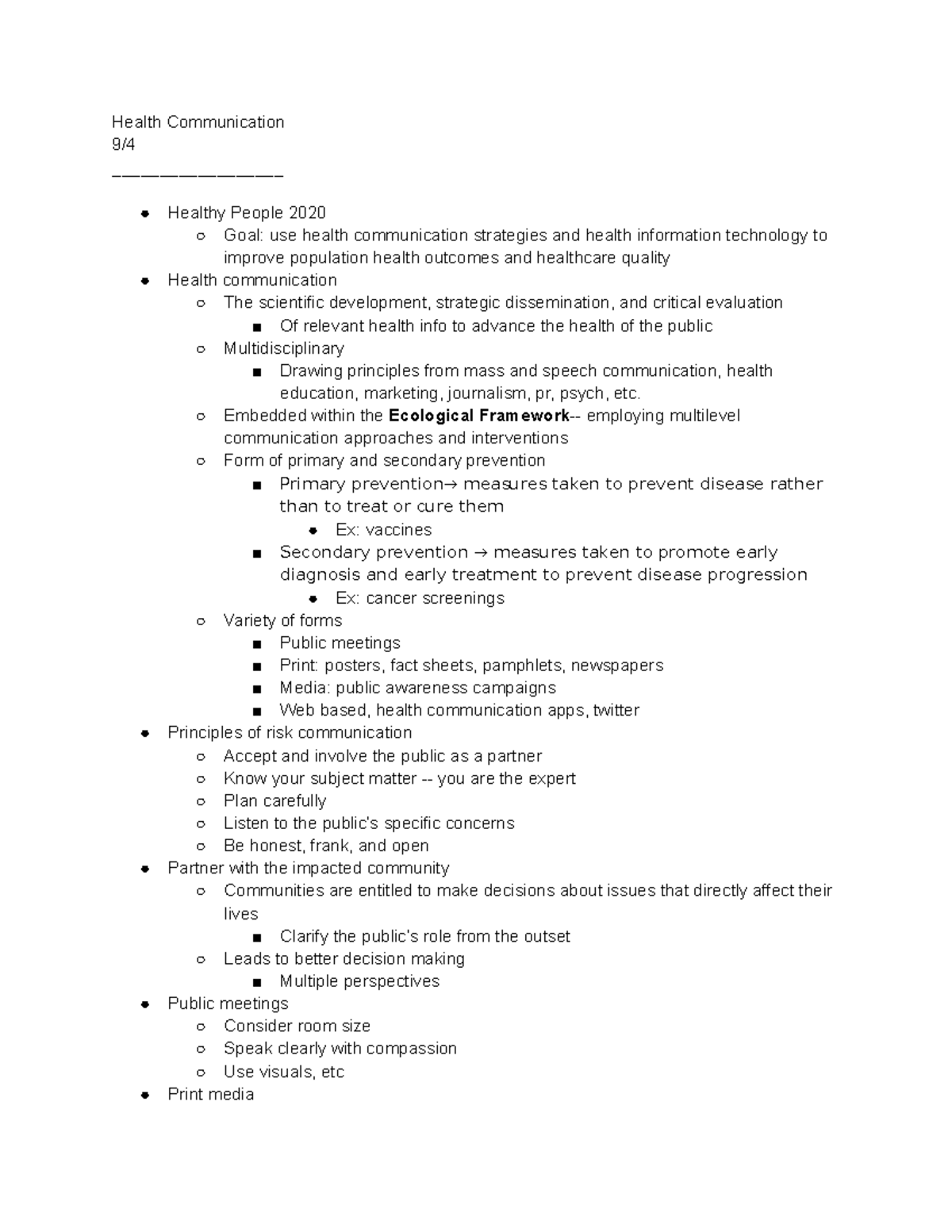 Health Communication Notes - Health Communication 9/ Healthy People ...