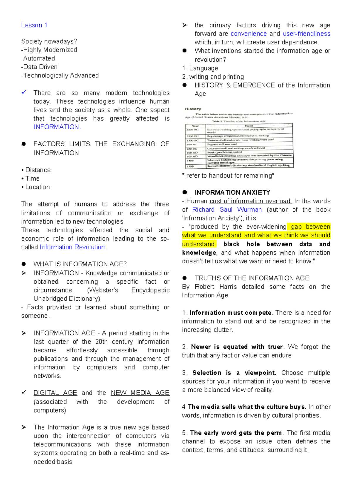 Sts reviewer for prelims - Lesson 1 Society nowadays? -Highly ...