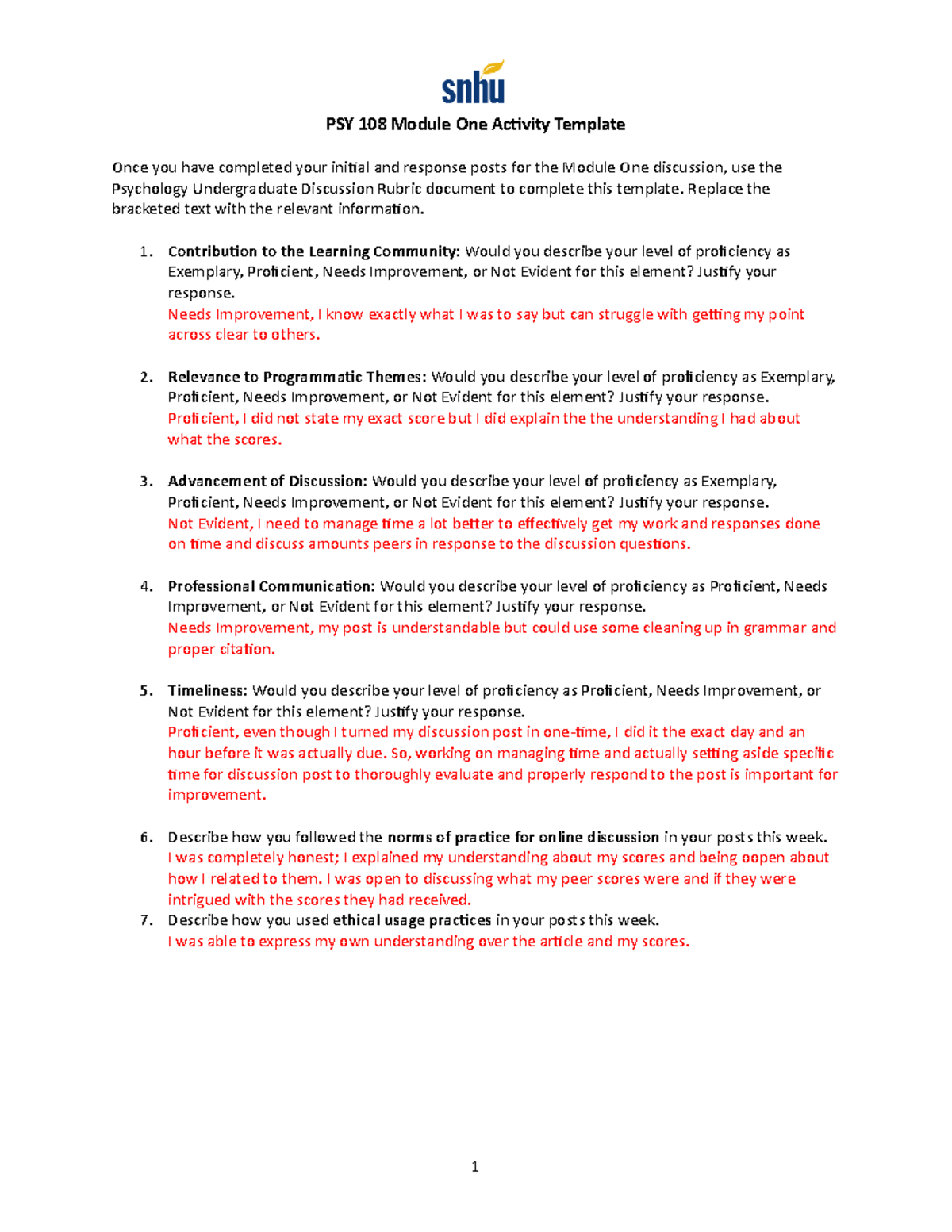 PSY 108 Module One Activity Template - PSY 108 Module One Activity ...