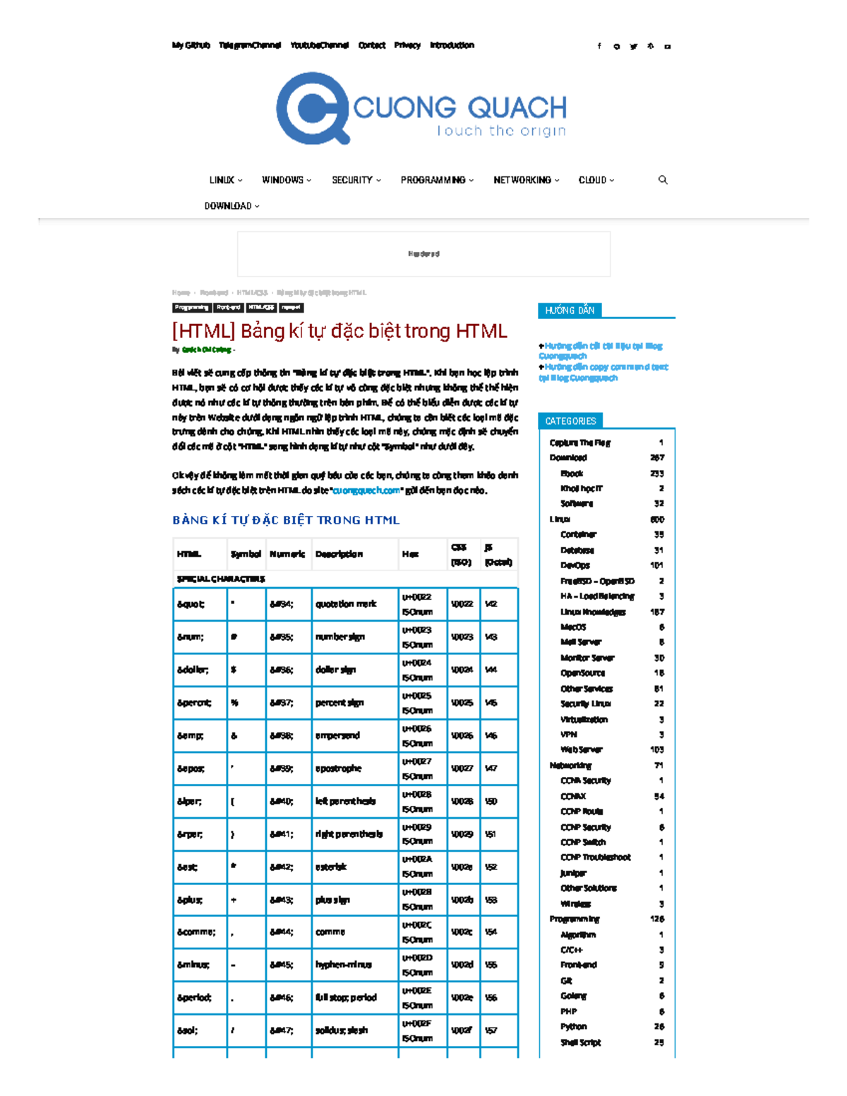 Cuongquach com bang ki tu dac biet trong html html - H ome Front- e nd H T M L/C S S B ả ng kí ...
