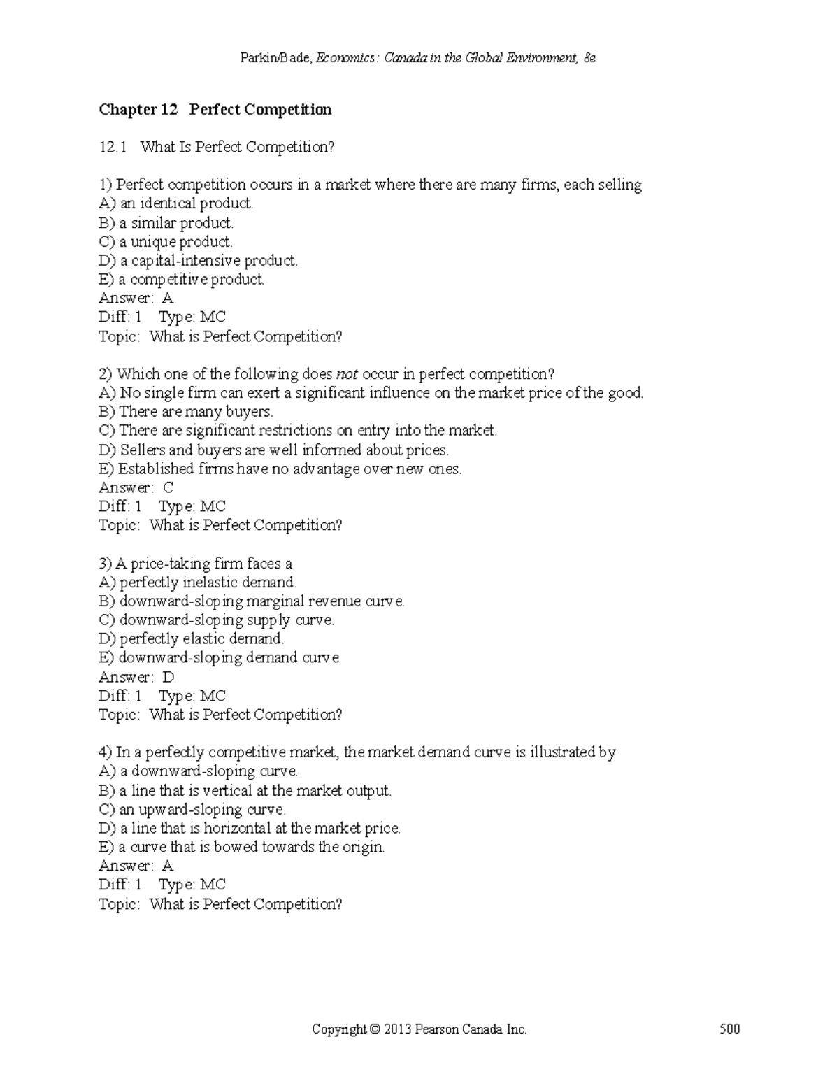 Parkin 8e TIF ch12 - practice questions for microecon Dr. Gateman ...