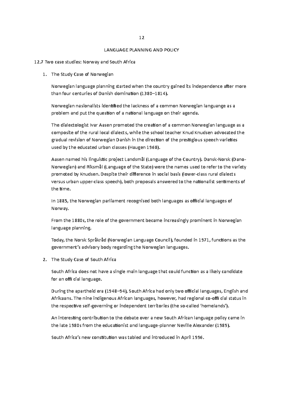 Language Planning and Policy - 12 LANGUAGE PLANNING AND POLICY 12 Two ...