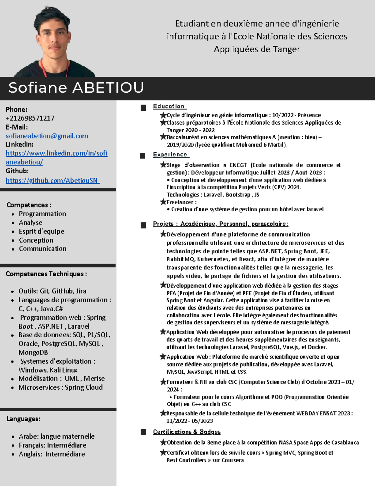 CV Abetiousofiane.pdf (12) - Certificat obtenu lors de suivi le cours « Spring MVC, Spring Boot ...