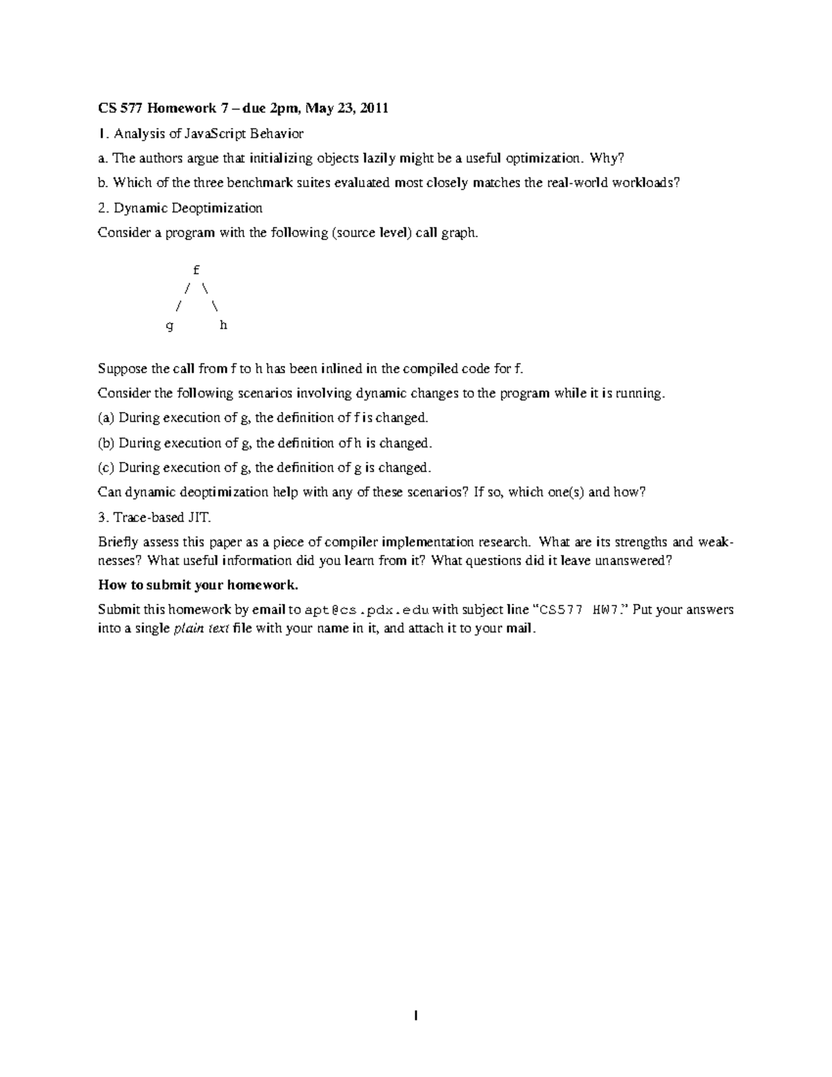 Hw7 - CS 577 Homework 7 – due 2pm, May 23, 2011 1. Analysis of JavaScript Behavior a. The ...