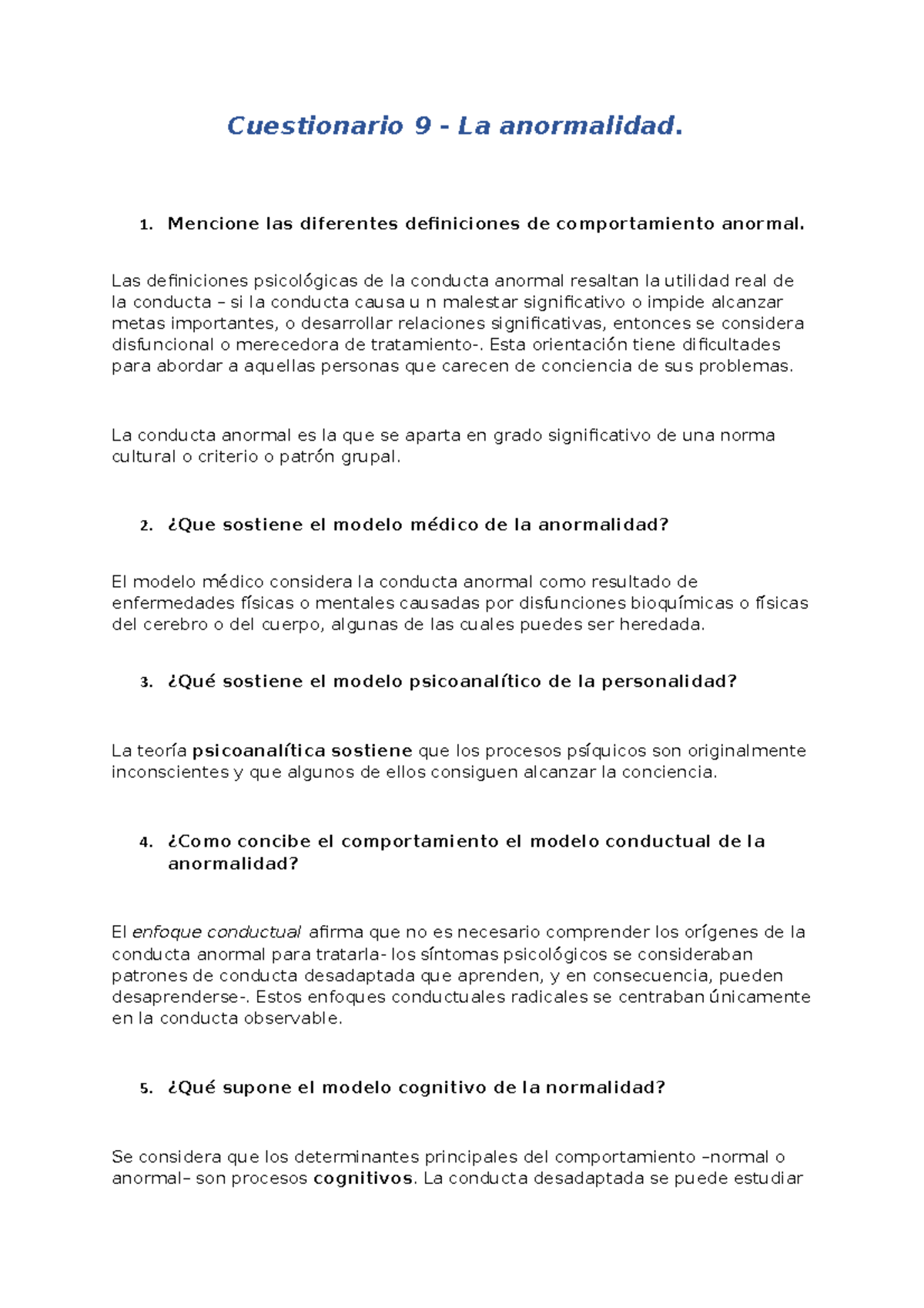 Cuestionario 9 La anormalidad Raymundo Arismendy Garcia Alcantara ...