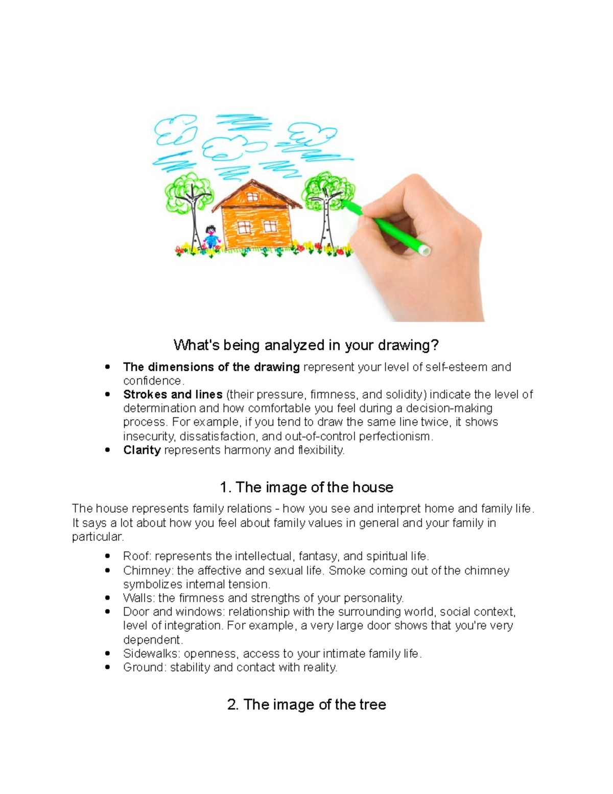 htp test psychologydocx - What's being analyzed in your drawing? The ...
