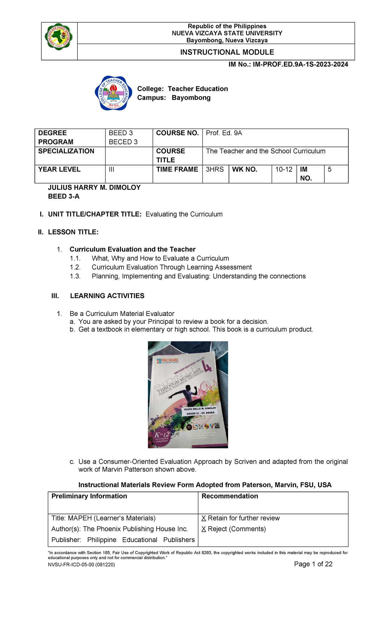 Module-5-Prof-Ed-9A WITH Answer - NUEVA VIZCAYA STATE UNIVERSITY ...