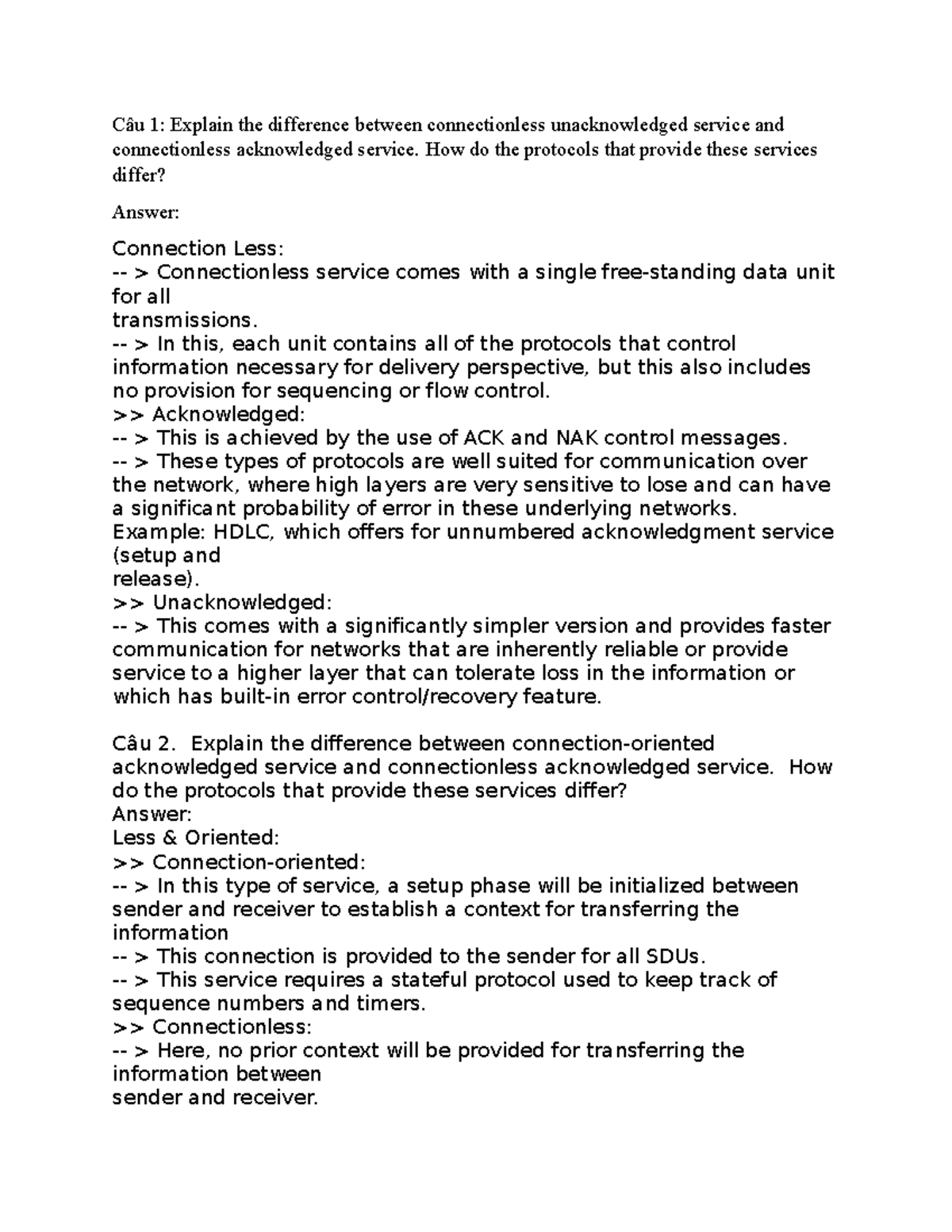 ÔN TẬP NWC203 - dsfdfdf - Câu 1: Explain the difference between ...