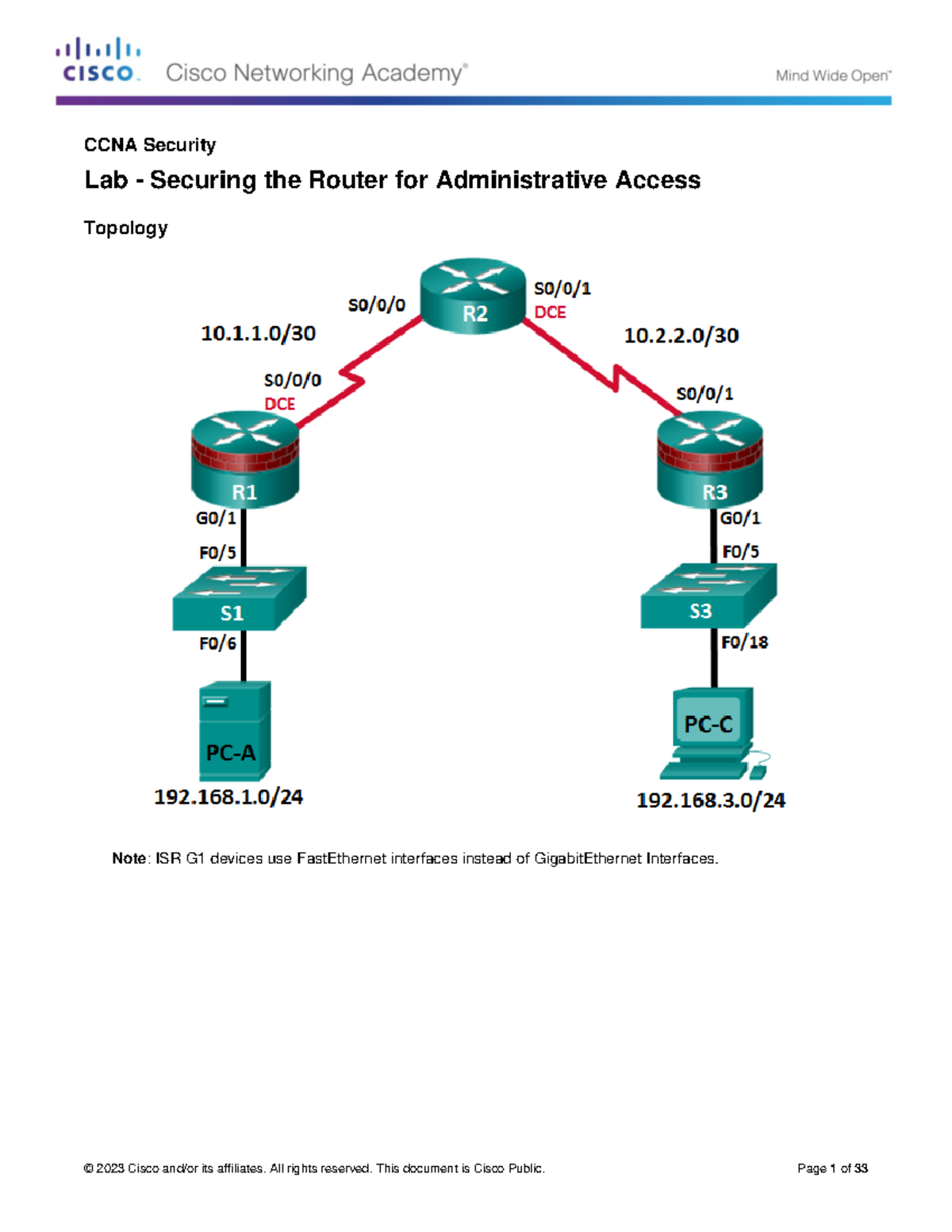 Lab 1 - Securing the Router for Administrative Access yasser v7 - CCNA ...
