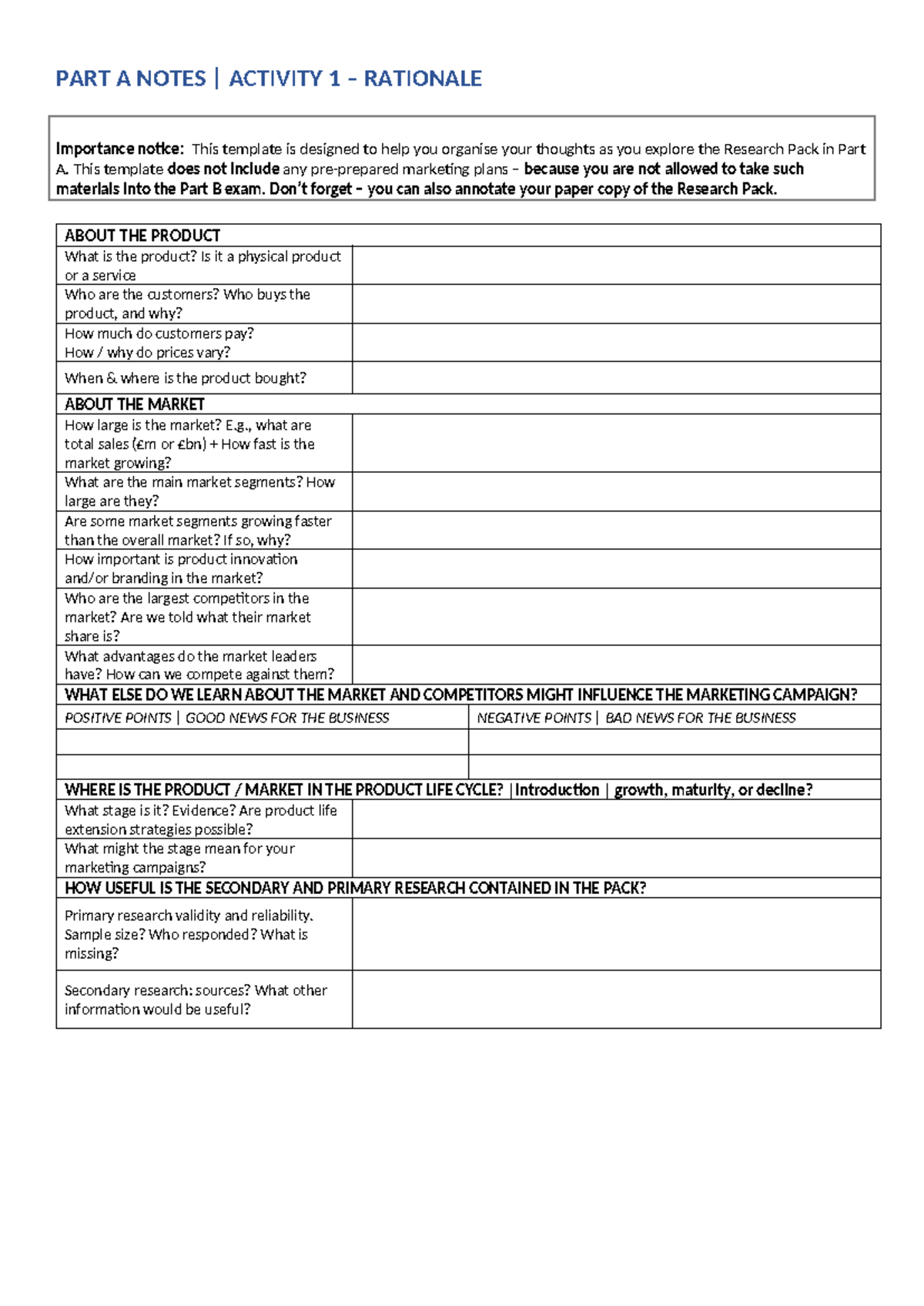 Unit 2 Research Pack A4 Notes Template - PART A NOTES | ACTIVITY 1 ...