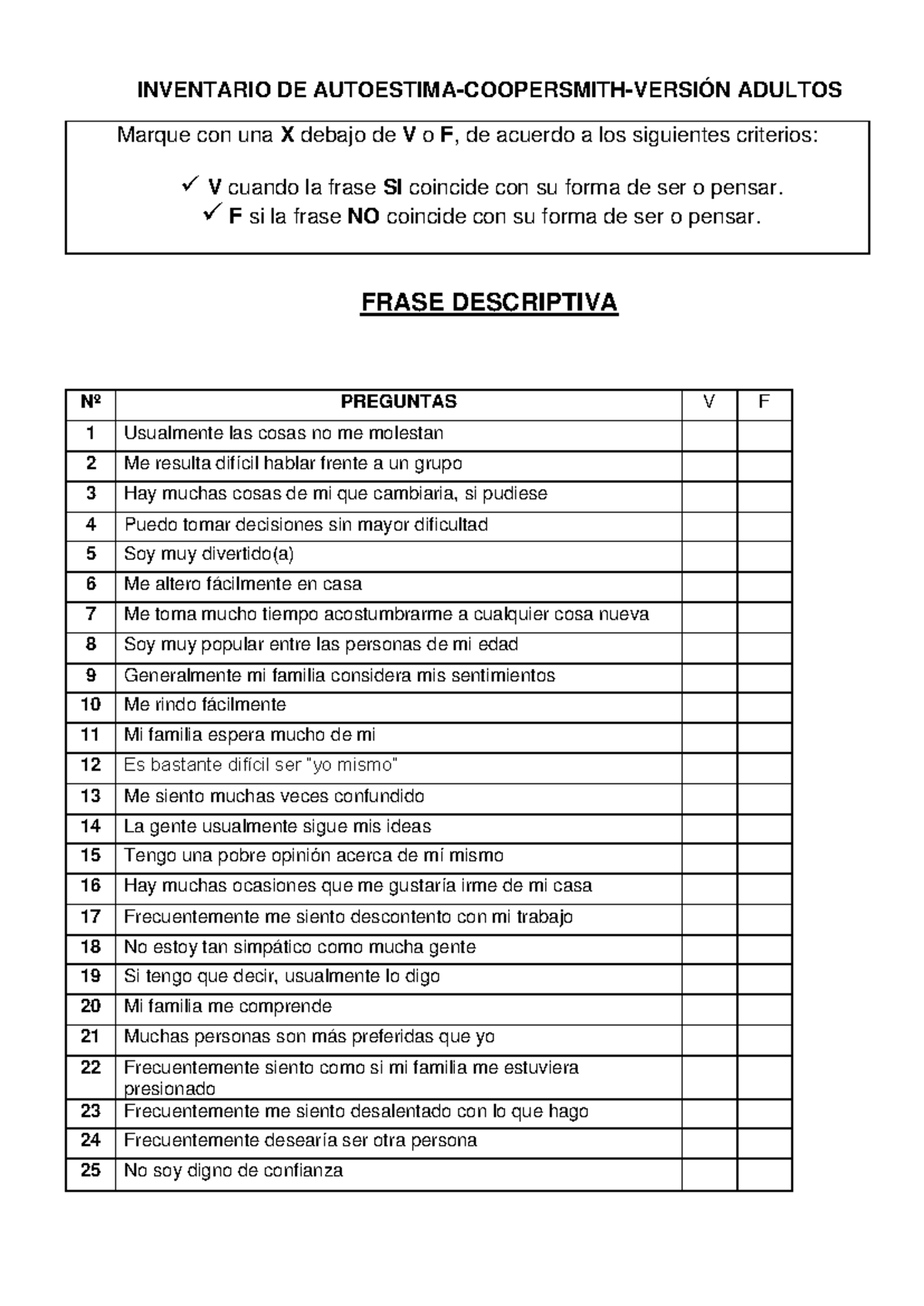 Coopersmit - Inventario DE Autoestima - Adultos - INVENTARIO DE ...