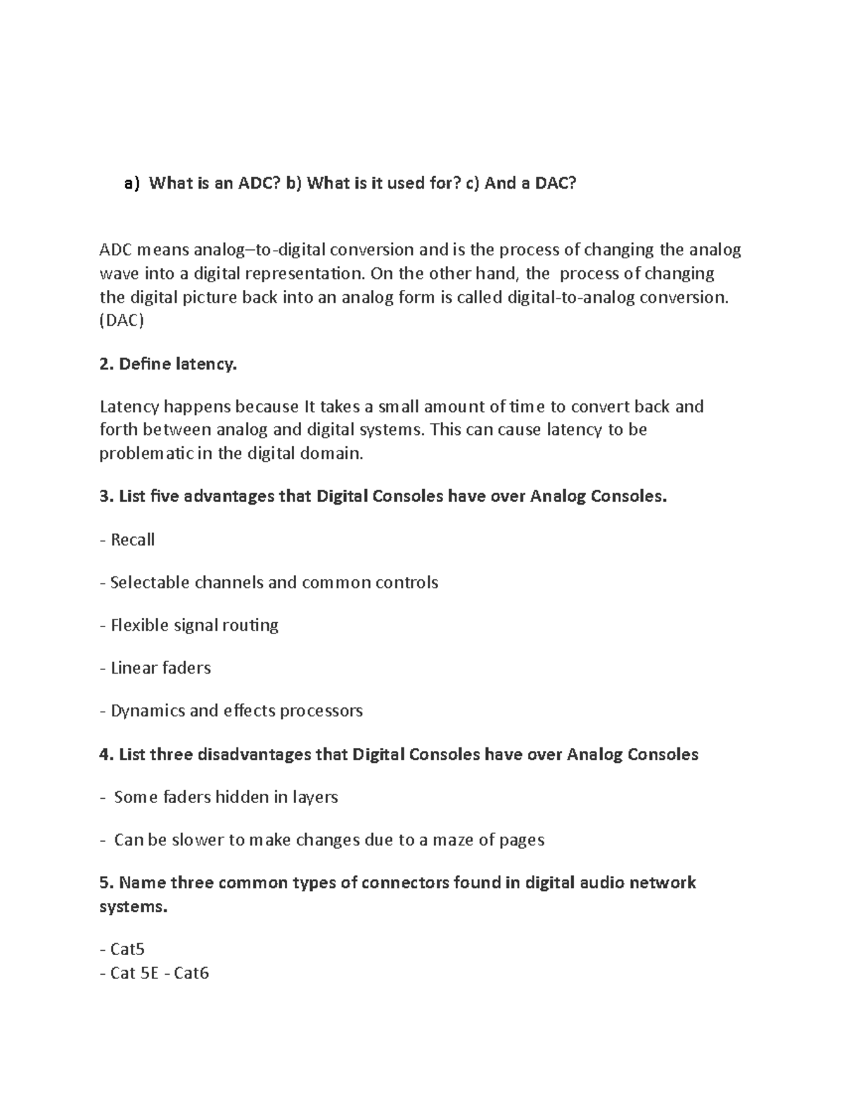 Chapter 5 assignment - a) What is an ADC? b) What is it used for? c ...