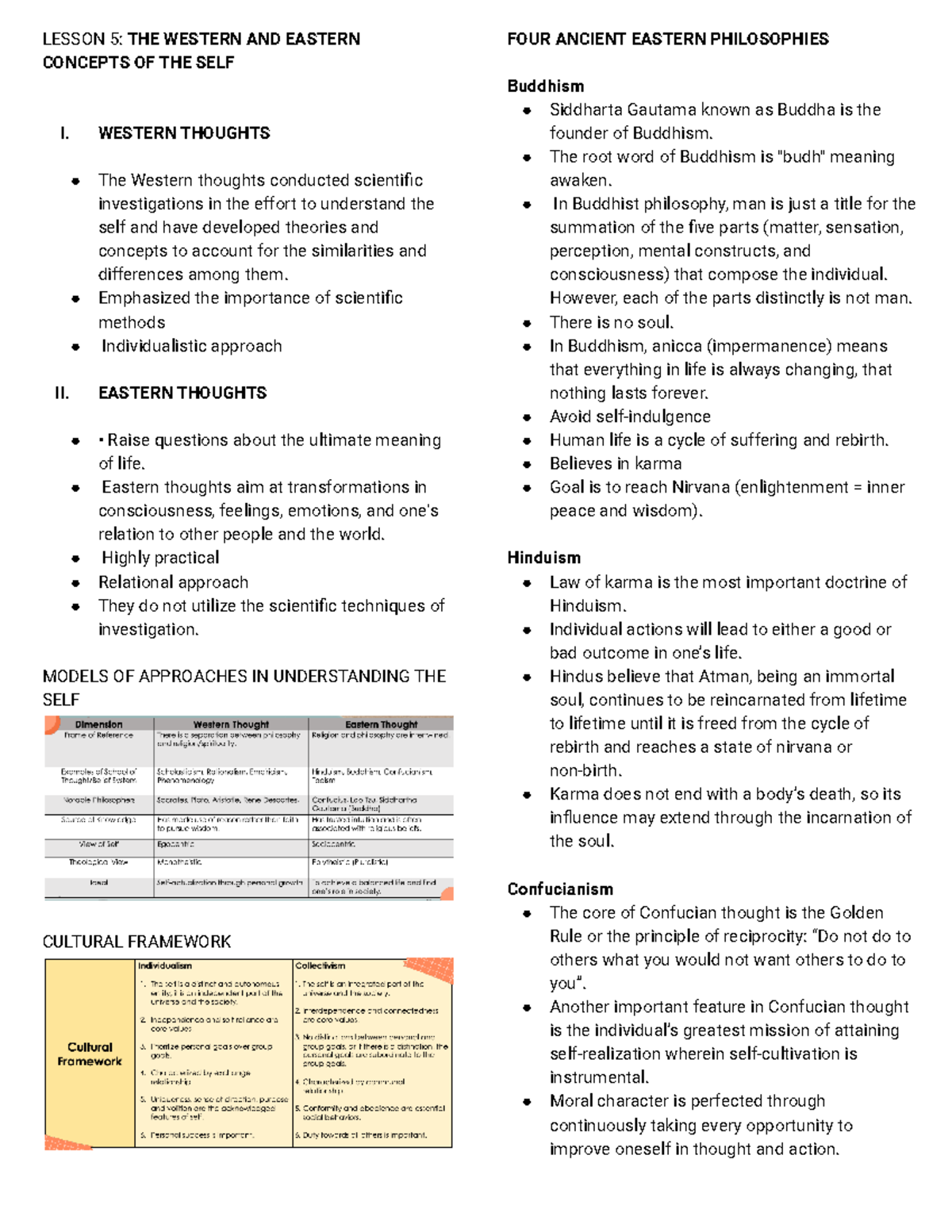 Self lesson 5 - lecture - LESSON 5: THE WESTERN AND EASTERN CONCEPTS OF ...