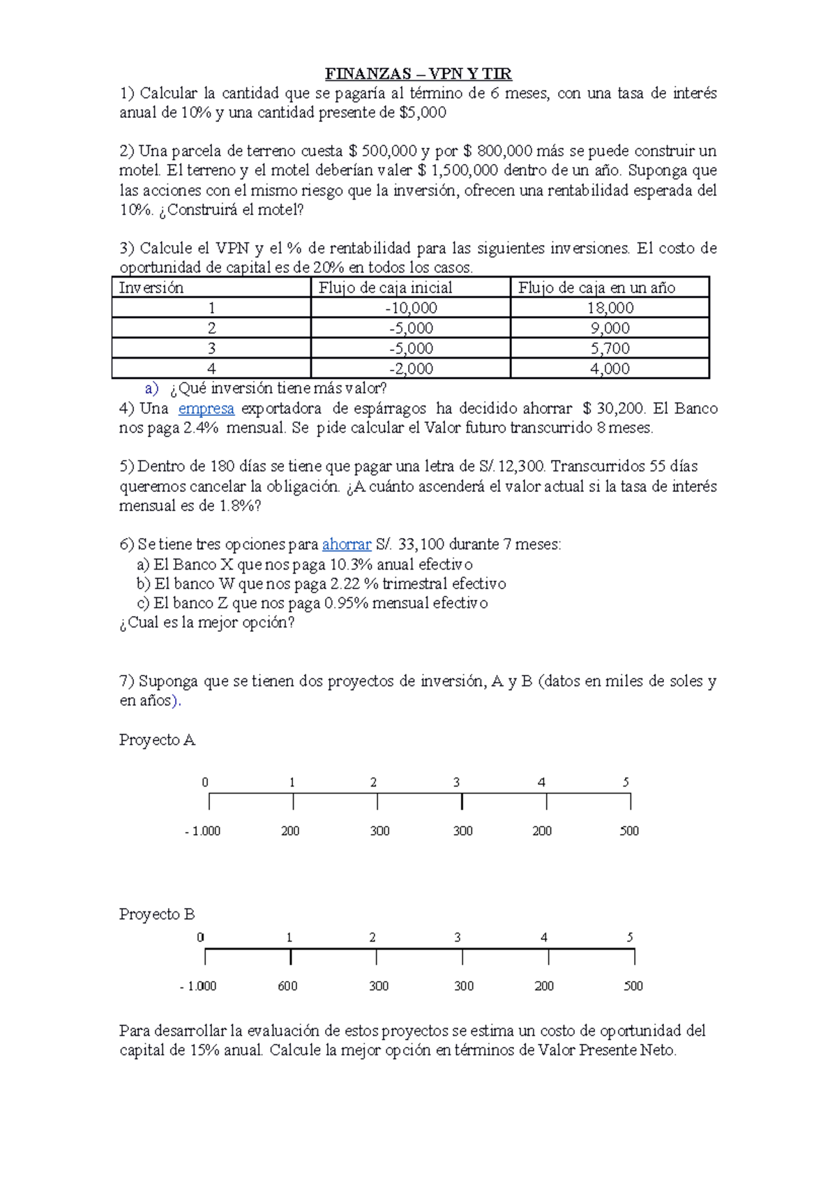 Casos DE VPN Y TIR - Finanzas Corporativas - UTP - Studocu
