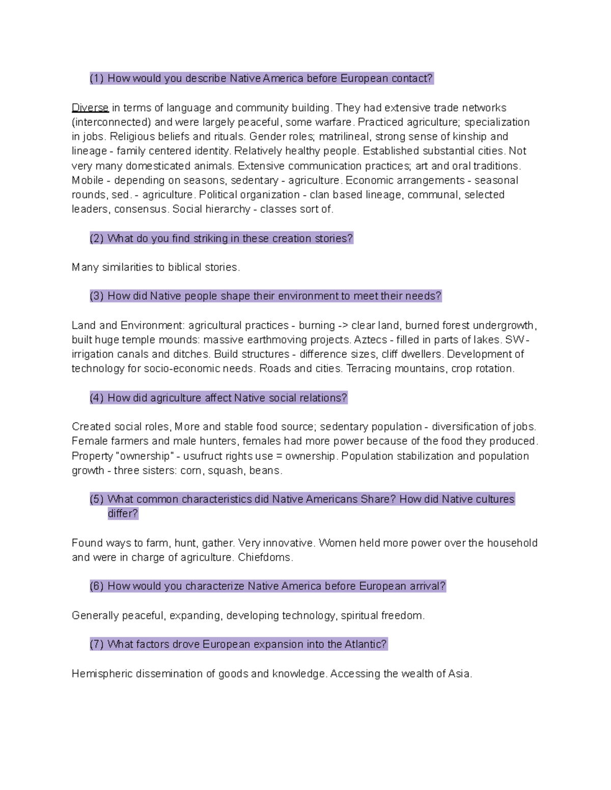 Ch.1 First Peoples and First Contacts - (1) How would you describe ...