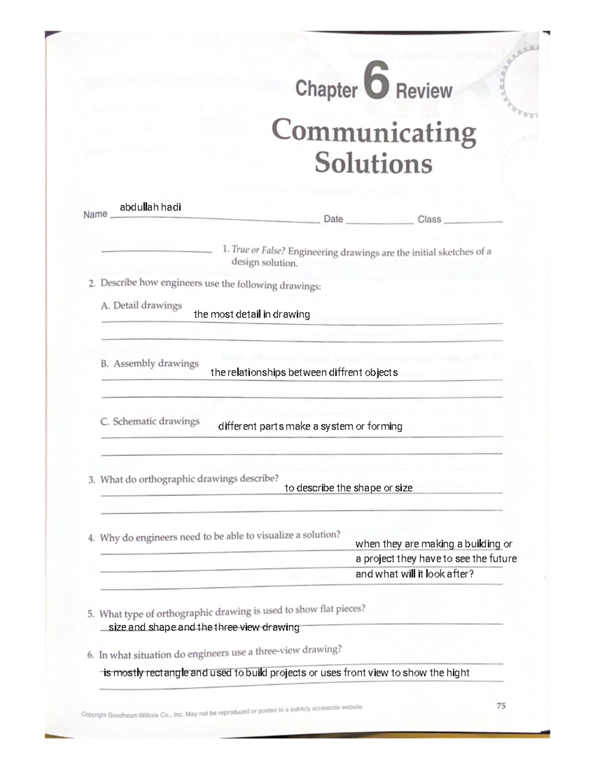 Chapter 6 Review - this is just some old practice work - Studocu