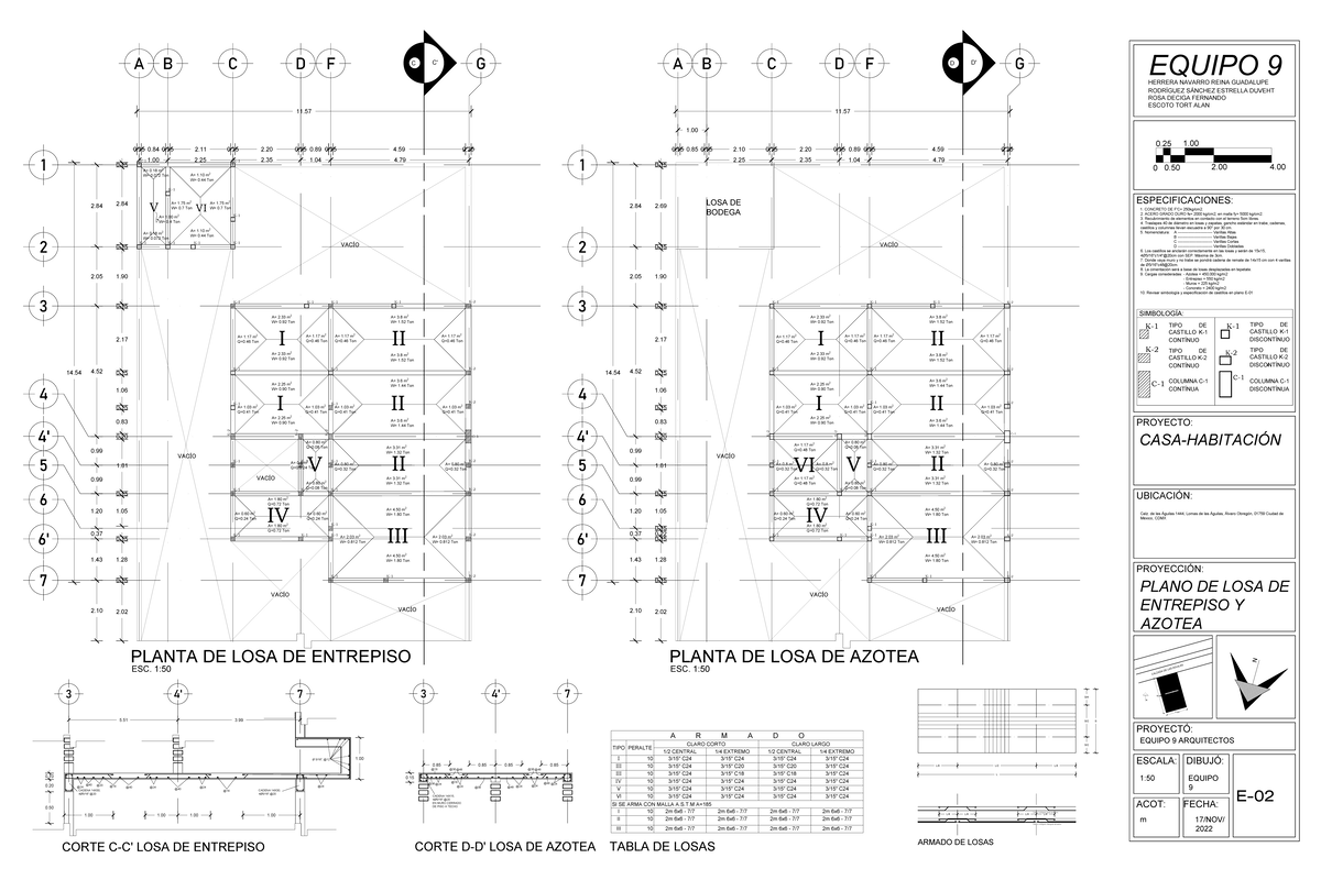 EQ9 1502 Planos DE LOSA-E-02 Finales - K- A B C D F G 1 2 3 4 4' 5 6 6 ...