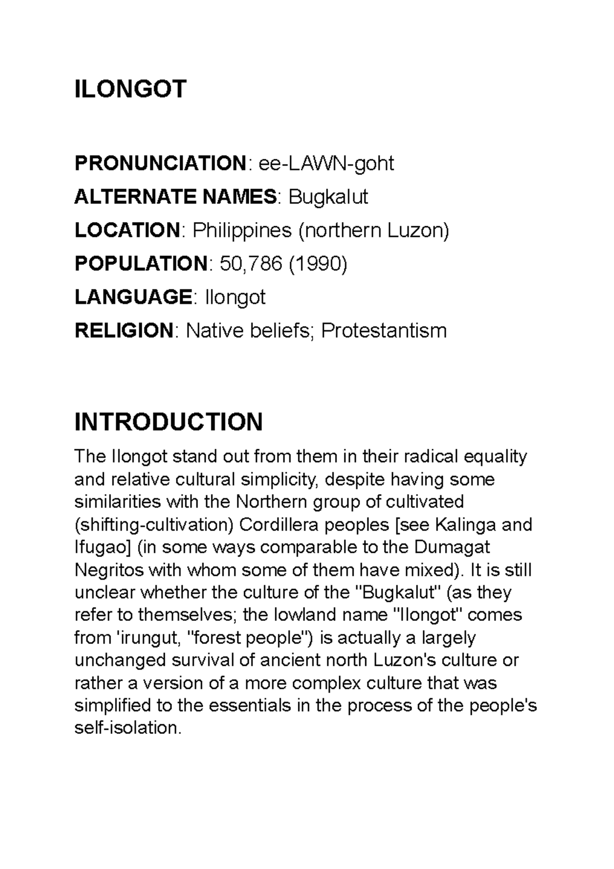 Ilongotwords - Great - ILONGOT PRONUNCIATION: ee-LAWN-goht ALTERNATE ...