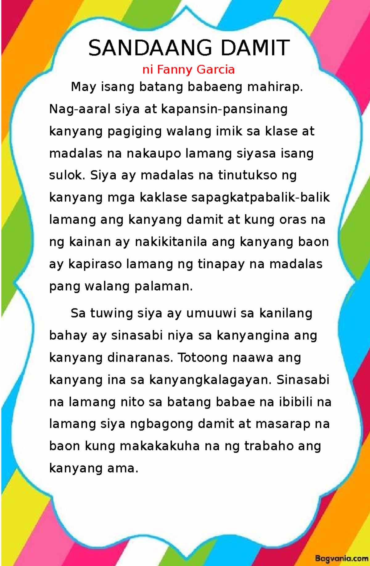 IZEL Tarpapel - Story - SANDAANG DAMIT ni Fanny Garcia May isang batang ...