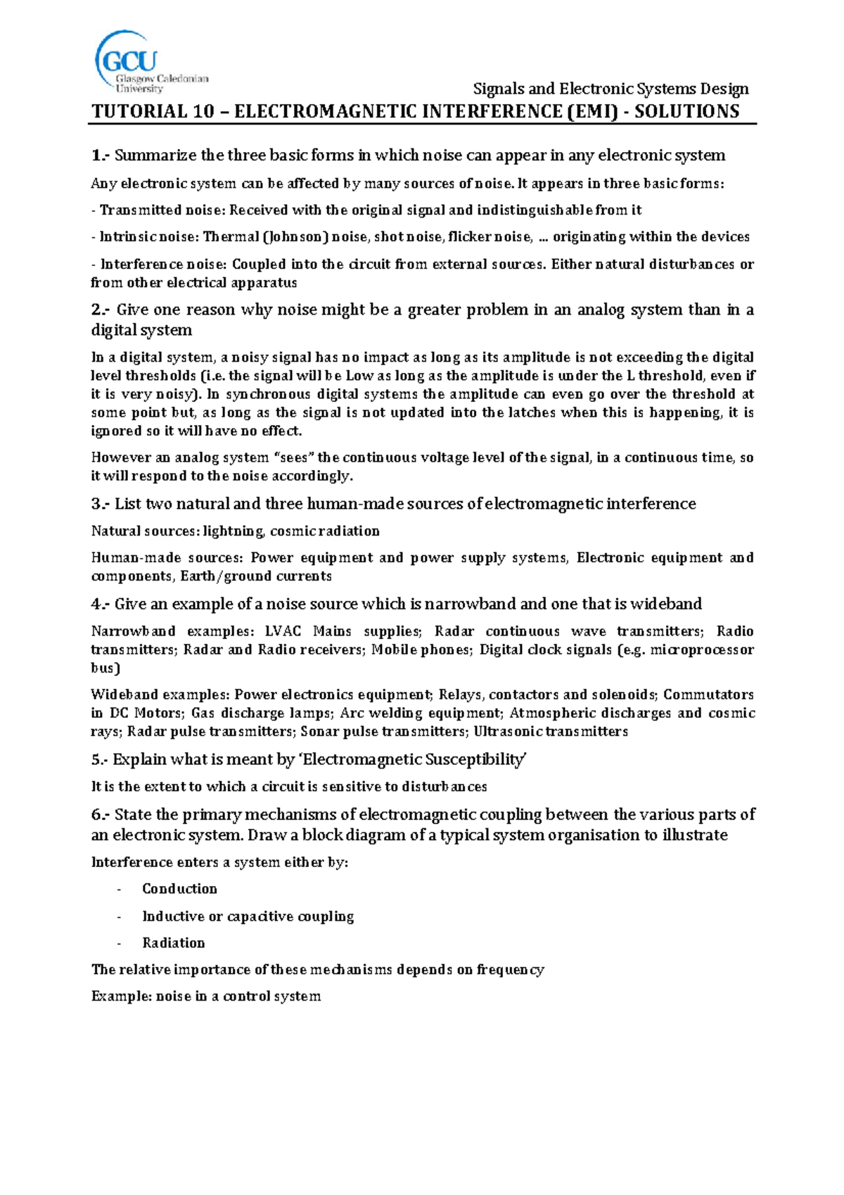 SESD tut10 EMI - Solutions - Signals and Electronic Systems Design TUTORIAL 10 – ELECTROMAGNETIC ...