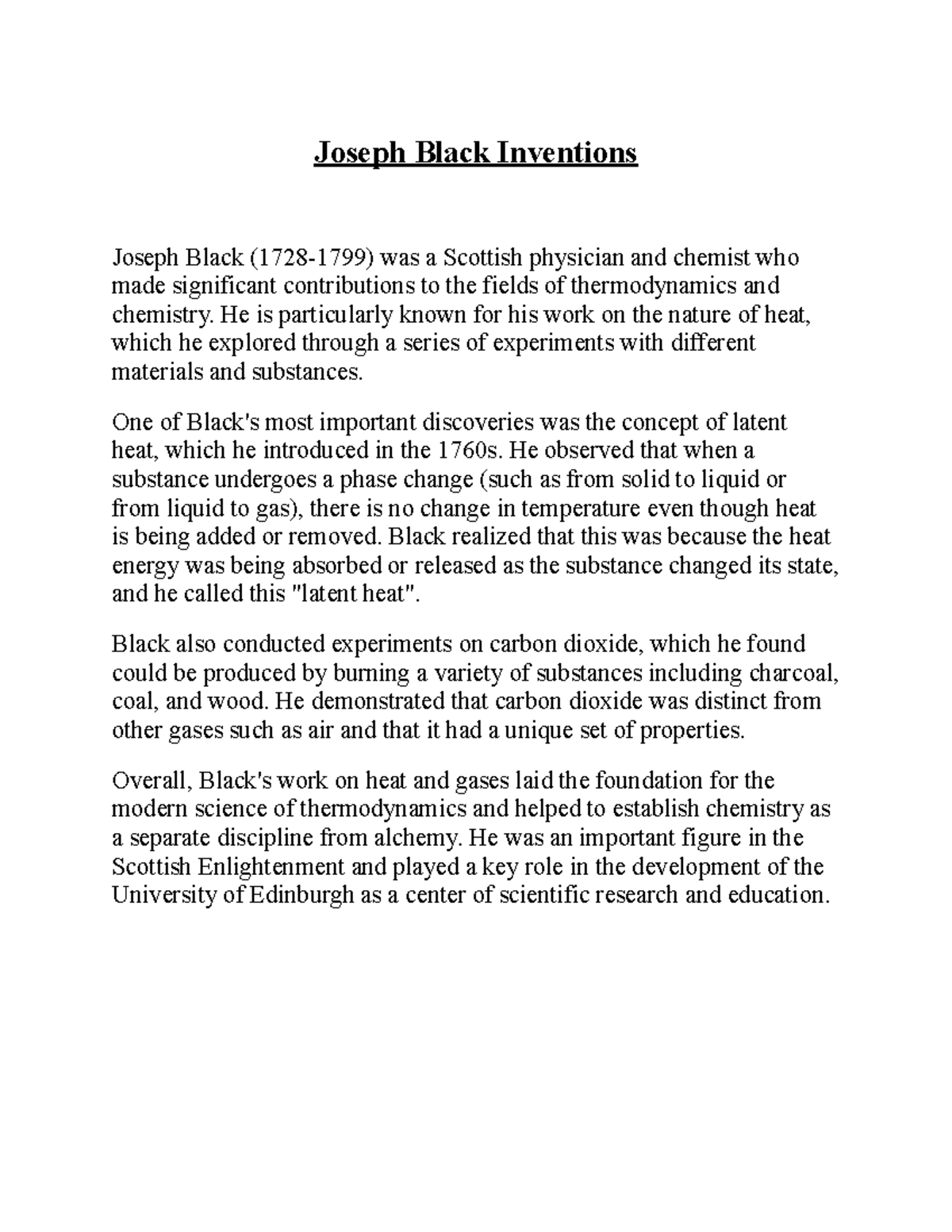Joseph Black Inventions - Joseph Black Inventions Joseph Black (1728 ...