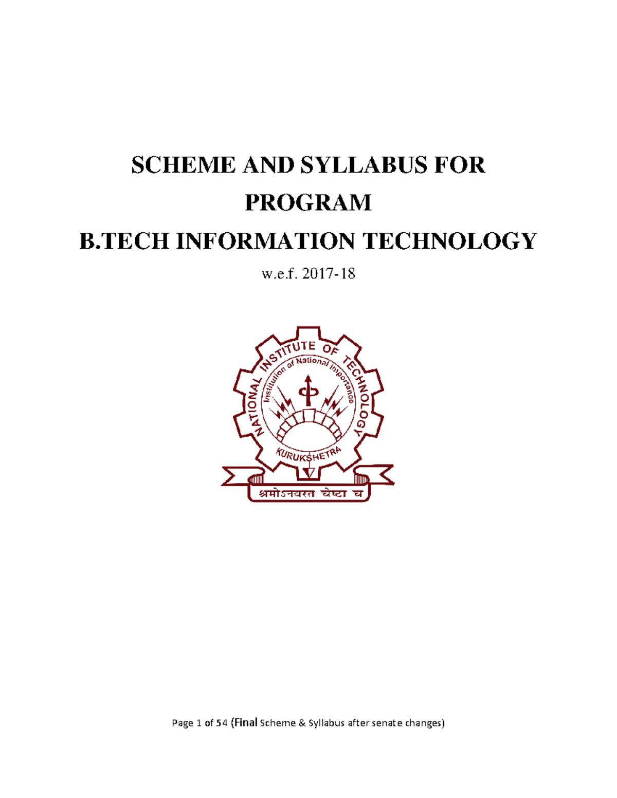 New B.Tech IT Scheme & Syllabi after 2017 16062021 - SCHEME AND ...