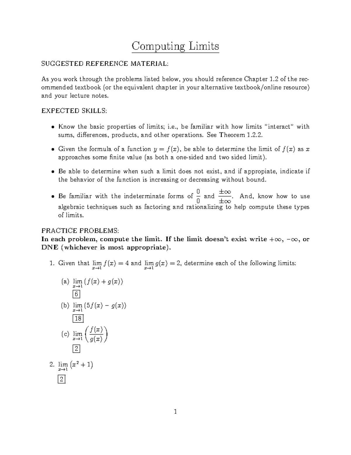 Computing Limits Computing Limits Suggested Reference Material As You Work Through The