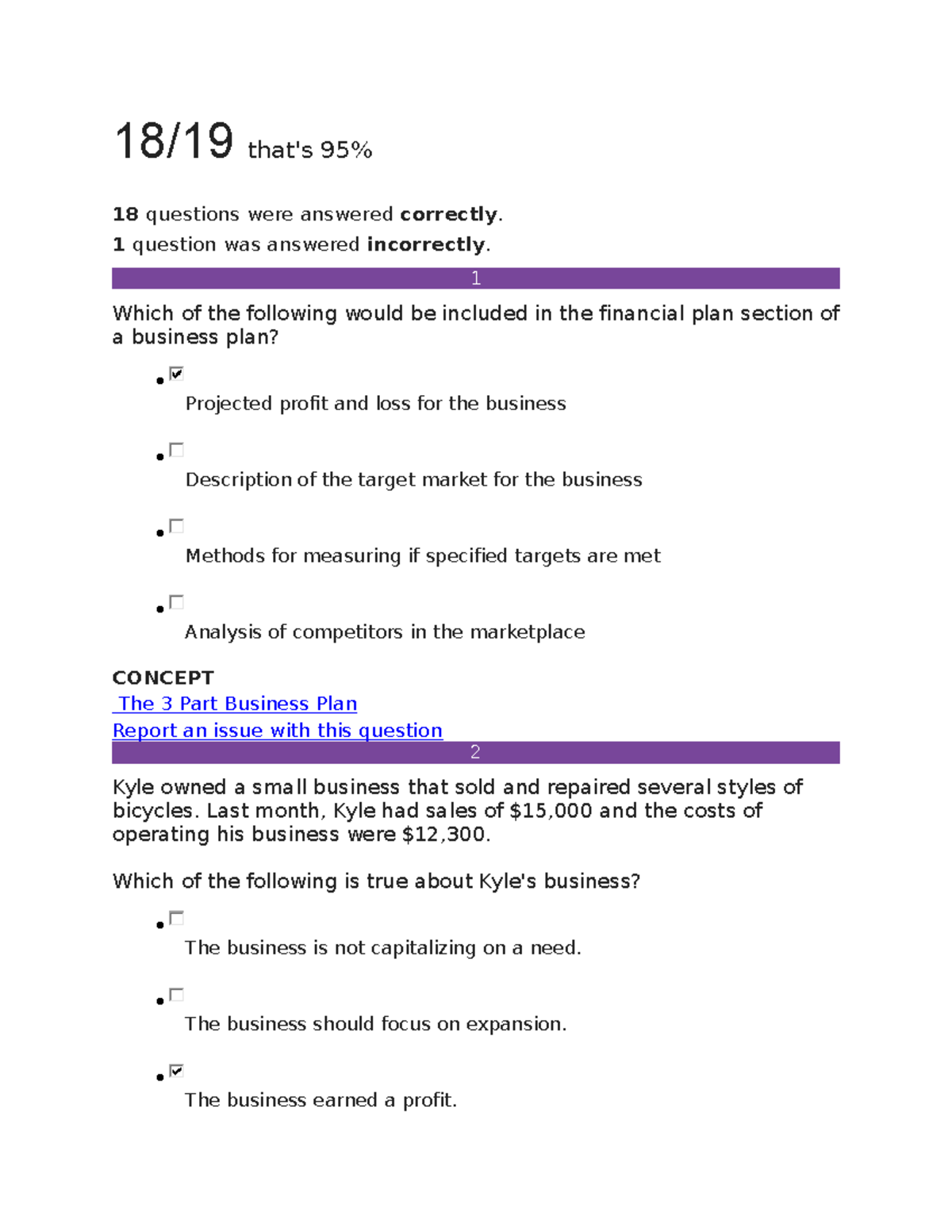 Intro to business-sophia course- milestone 1 - 18/19 that's 95% RETAKE 18 questions were ...