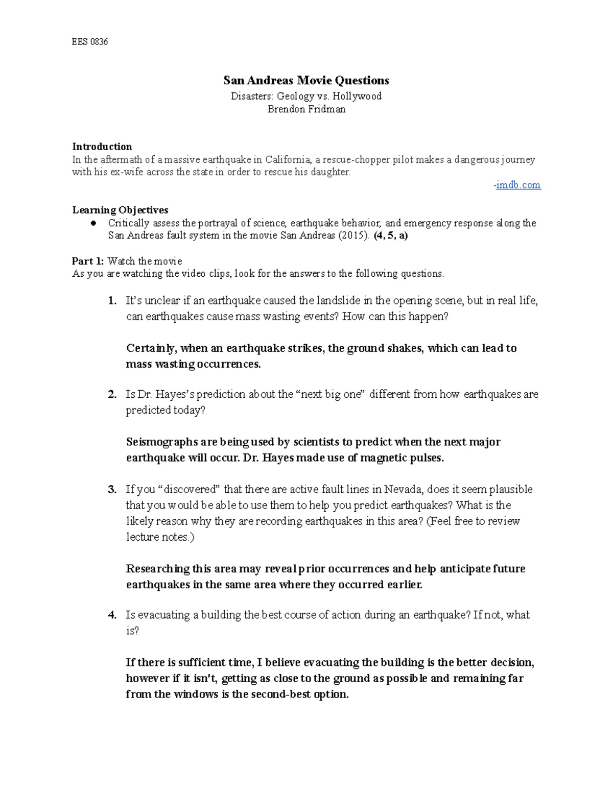 MQ San Andreas - EES 0836 San Andreas Movie Questions Disasters ...