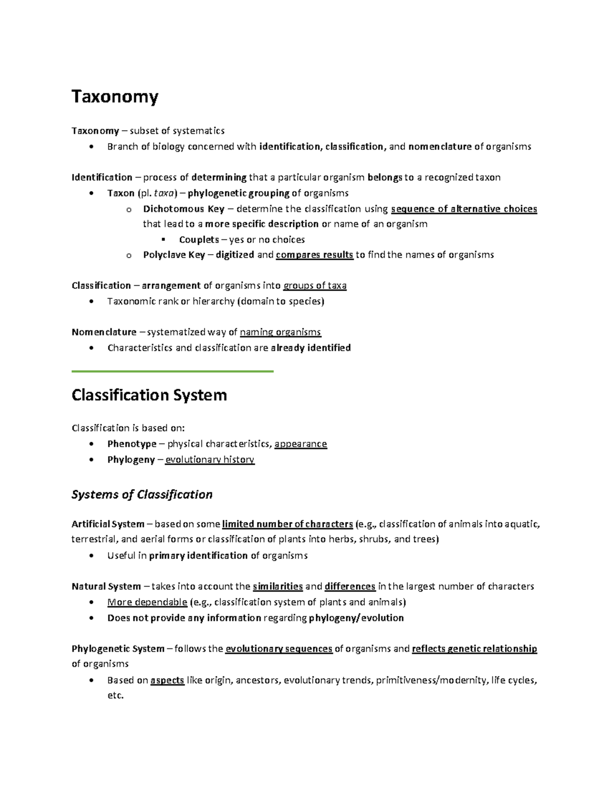 Taxonomy and Classification of Organisms - Taxonomy Taxonomy – subset ...