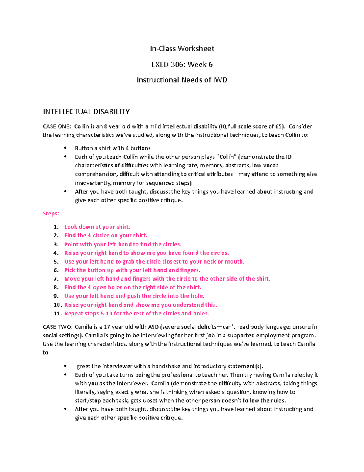 Week 6 worksheet - EXED 310 2022 - In-Class Worksheet EXED 306: Week 6 ...