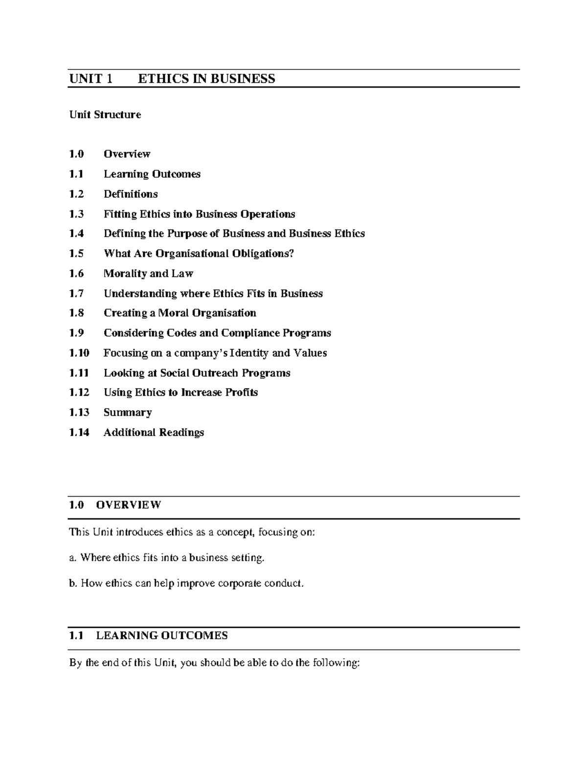 UNIT 1 Ethics IN Business management for - marketing - Studocu