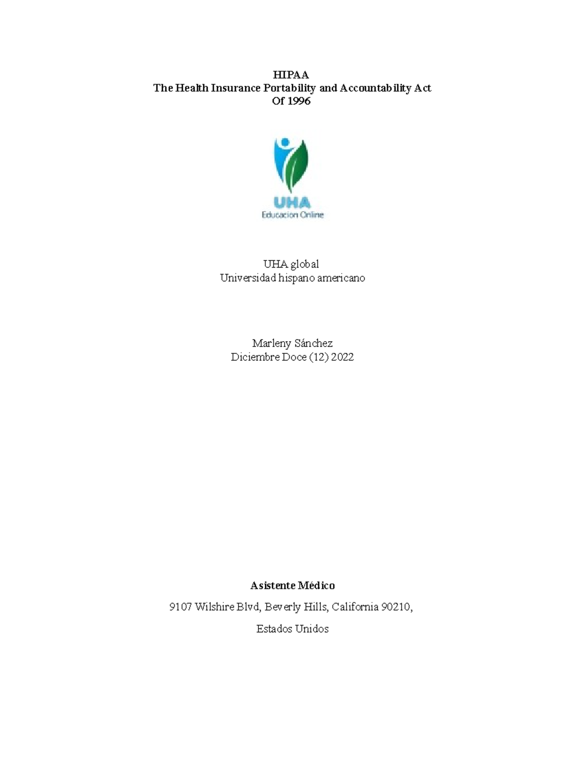 LEY Hipaa - Análisis jurídico sobre la Ley - HIPAA The Health Insurance ...