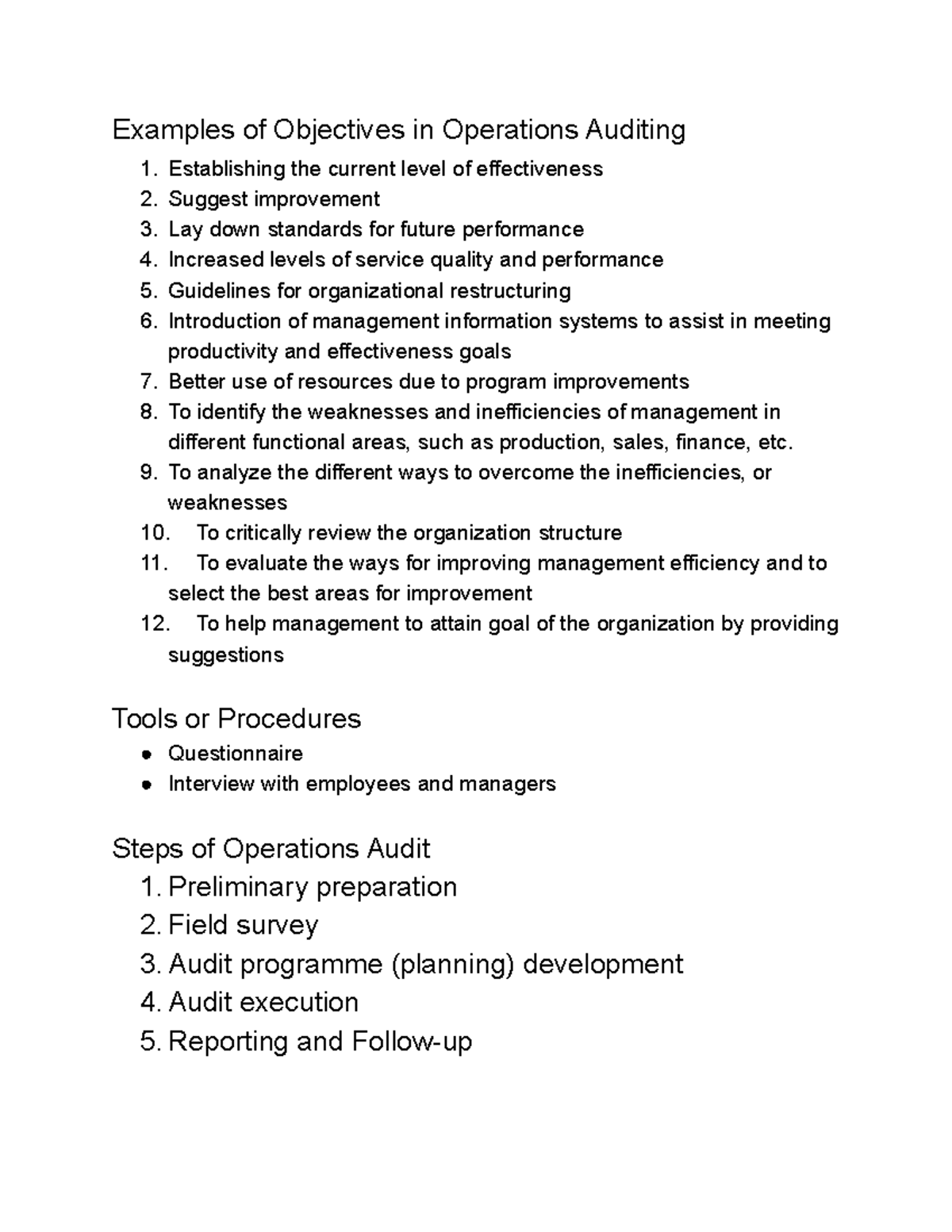 Operations Audit 04 - Examples of Objectives in Operations Auditing ...
