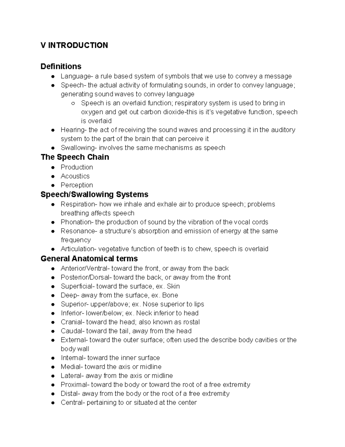 Anatomy and Physiology of Speech Exam #1 Study Guide - V INTRODUCTION ...