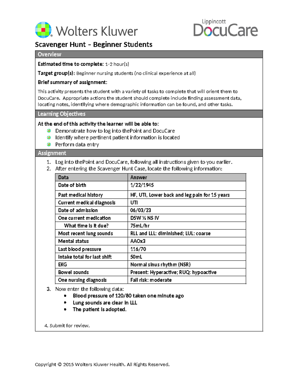 Docucare scavenger - Scavenger Hunt – Beginner Students Overview ...