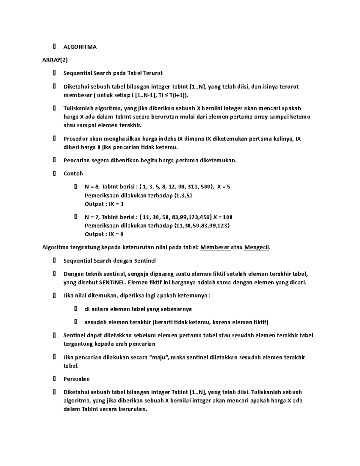 Materi DAP 8 - ALGORITMA ARRAY(2) Sequential Search pada Tabel Terurut ...