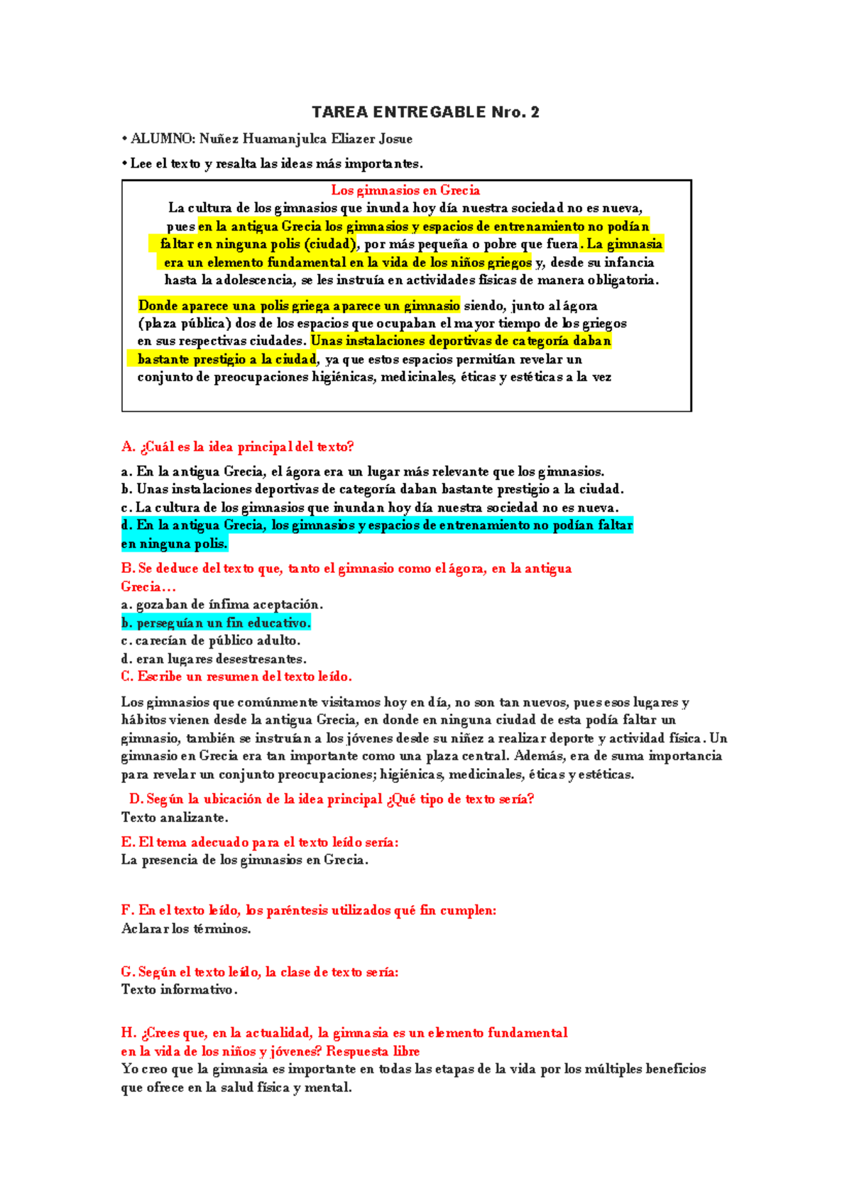 Tarea Entregable Nro. 2 Lenguaje Y Comunicación - TAREA ENTREGABLE Nro. 2 ALUMNO: Nuñez ...