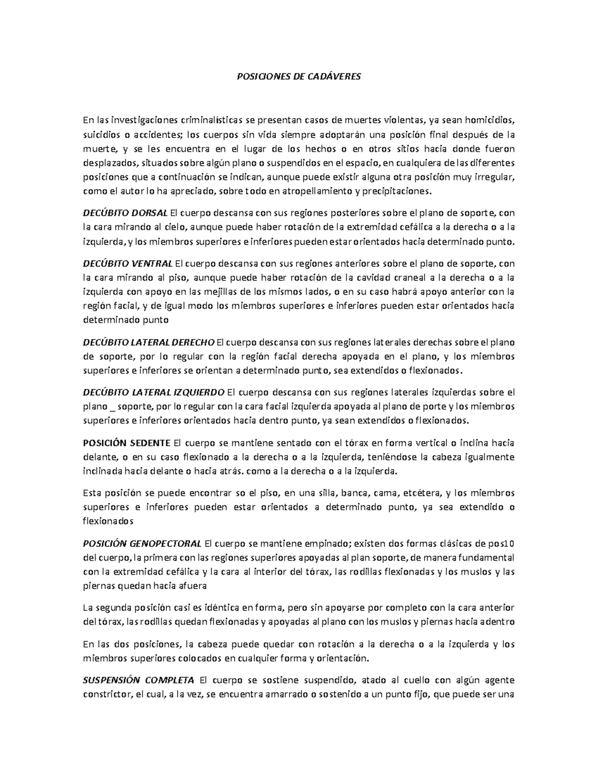 Posiciones DE Cadáveres cristica - POSICIONES DE CADÁVERES En las ...