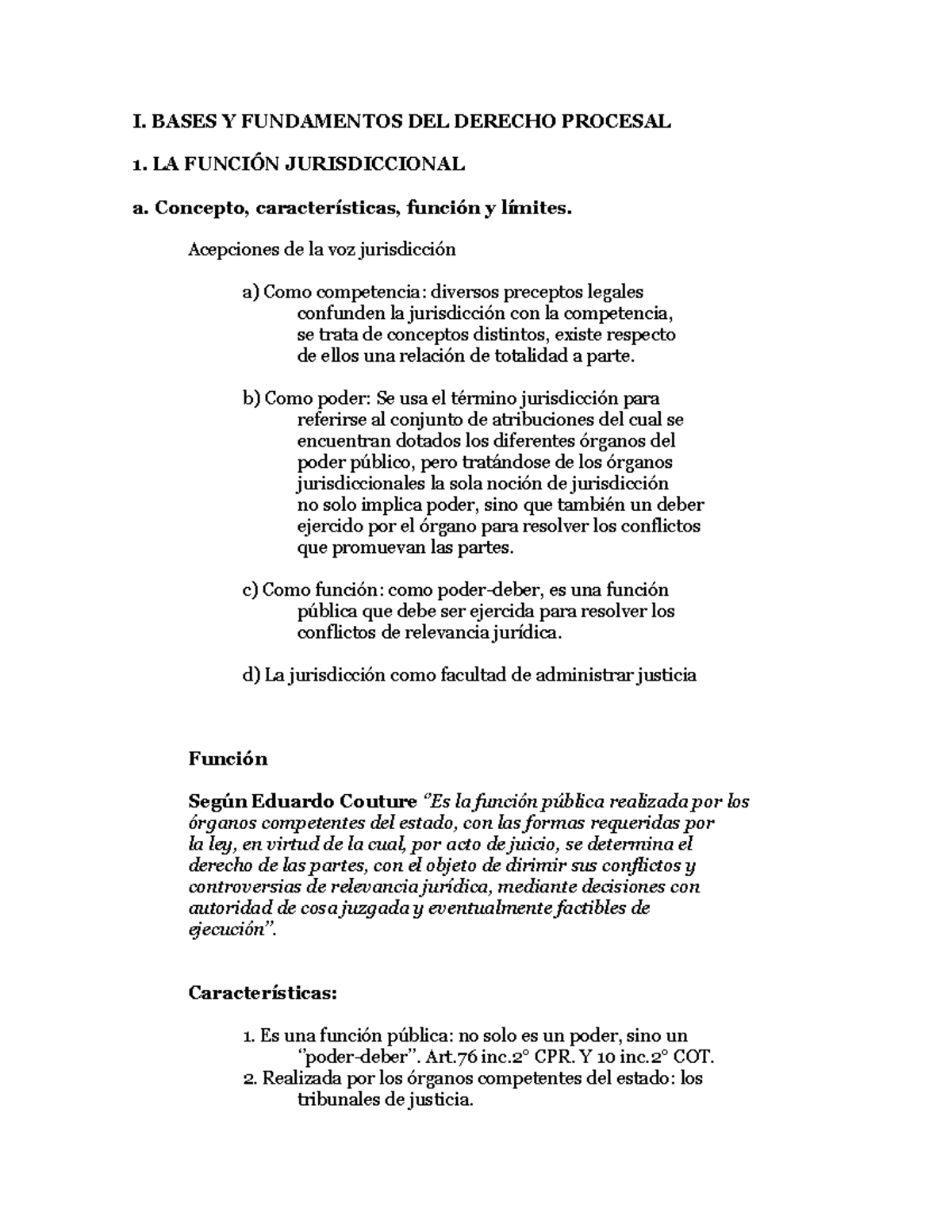 1.-Teoría del proceso y actos procesales - I. BASES Y FUNDAMENTOS DEL DERECHO PROCESAL 1. LA ...