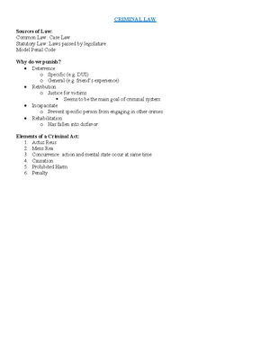 Criminal Law Final Cheat Sheet - Criminal Law Final Study Guide Terms ...