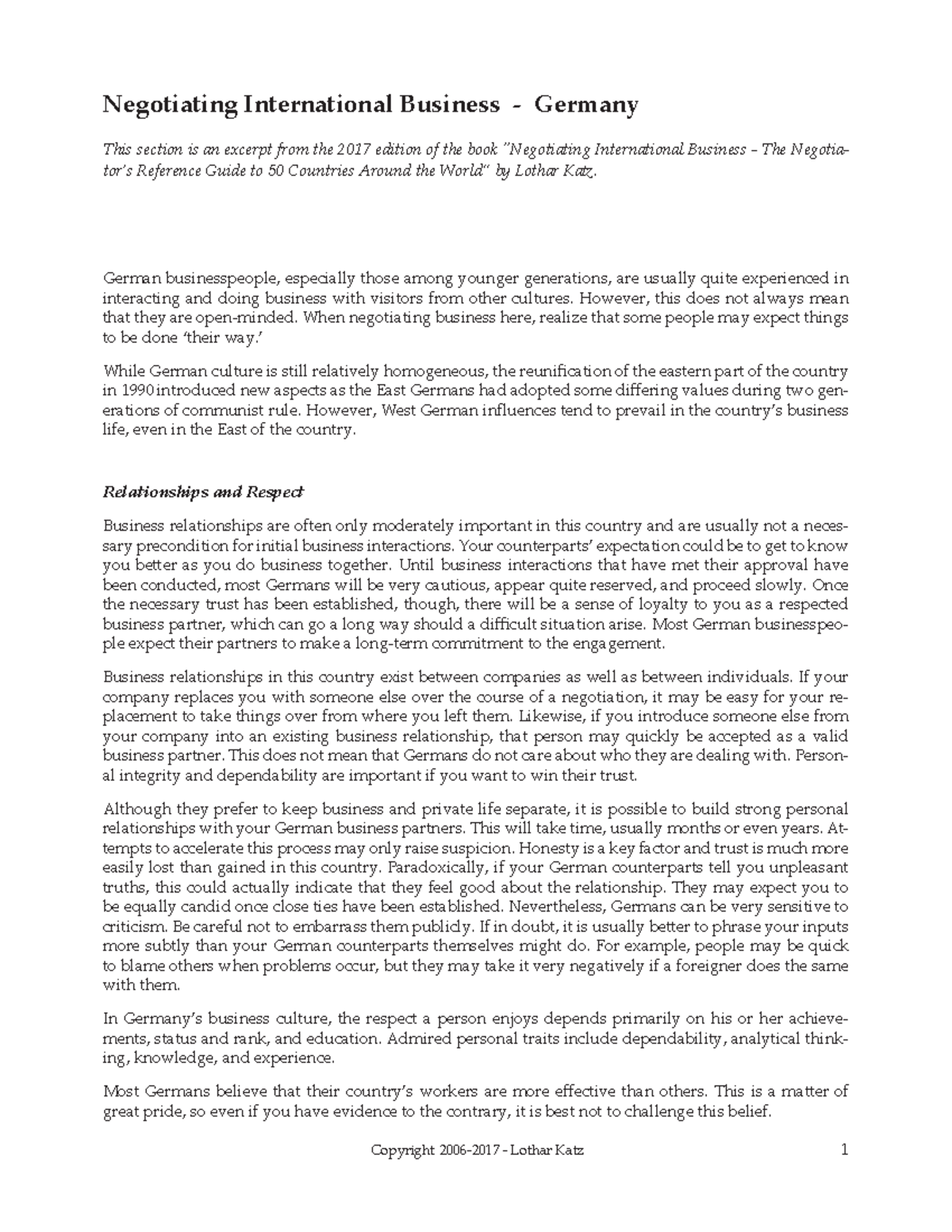 Germany - i dont know - Negotiating International Business - Germany ...