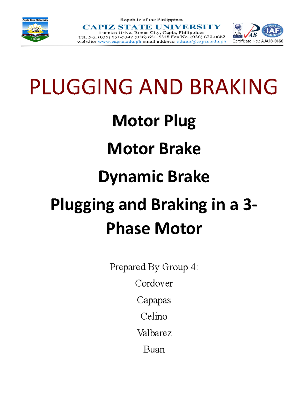 Plugging ang braking - blalalllàll - Motor Plug Motor Brake Dynamic ...