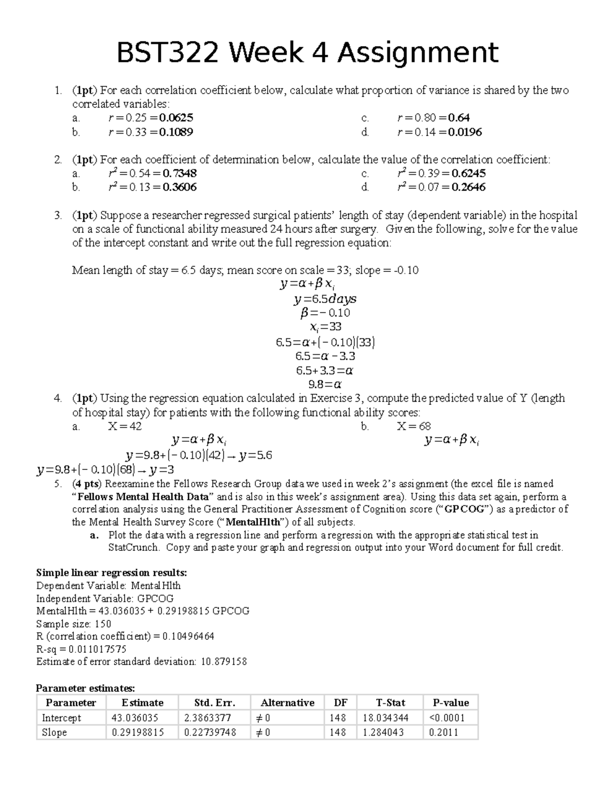 Week4assignment 1 20 20 Bst322 Week 4 Assignment 1 1pt For Each Correlation Coefficient