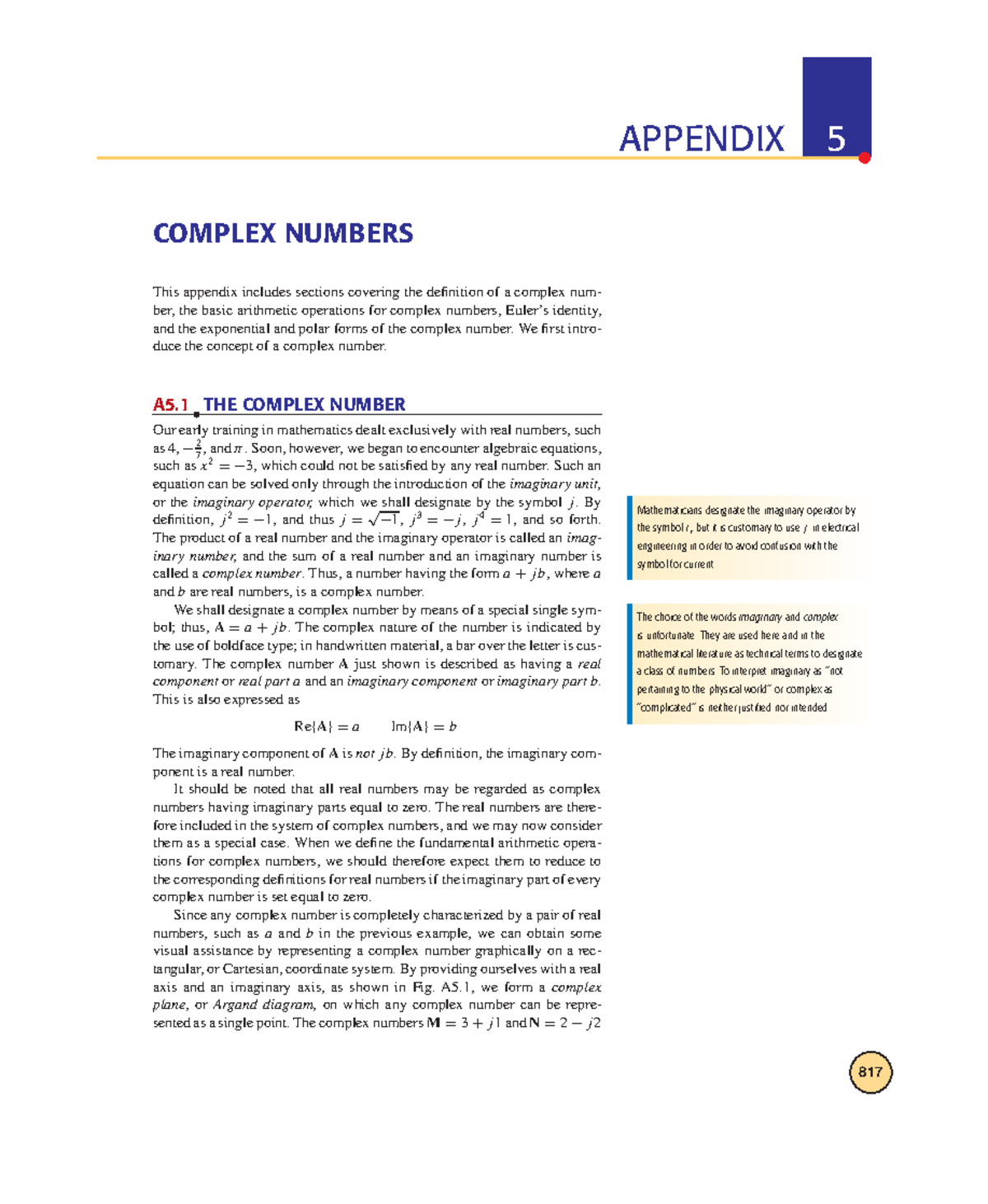 Complex Numbers - Lecture notes 23123 - APPENDIX 5 • 817 COMPLEX ...