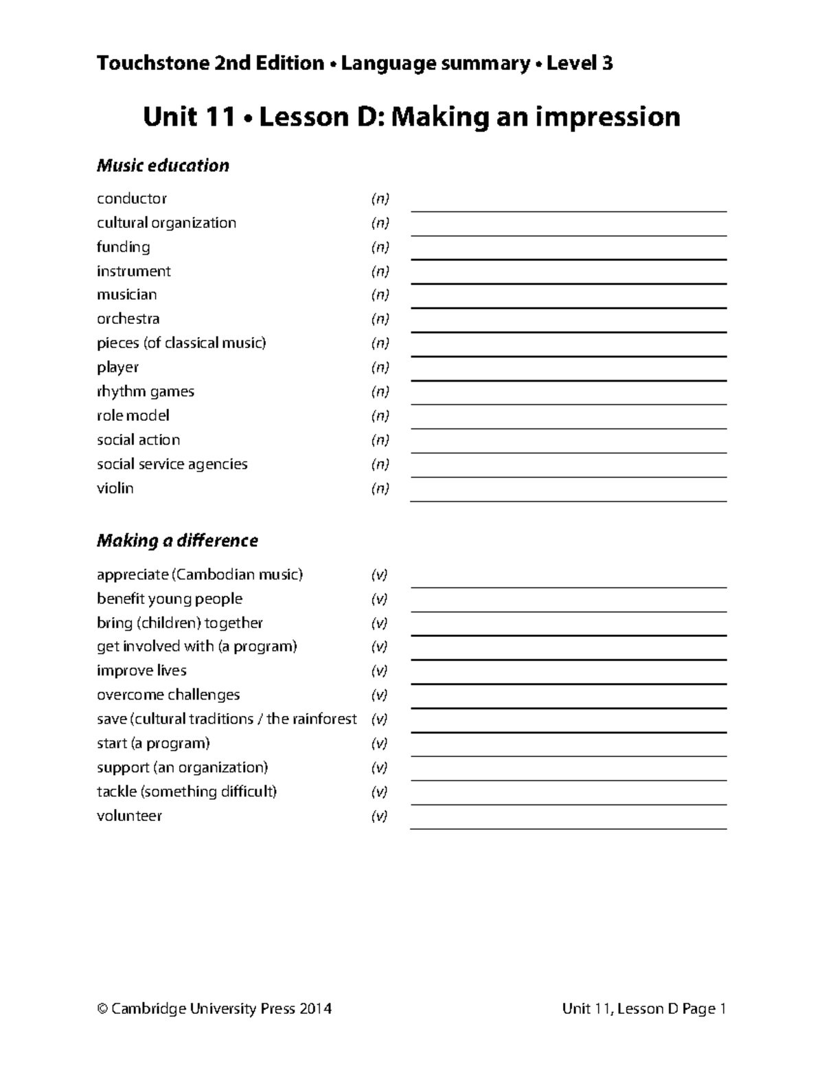 TS2e L3 U11 LD Langsum - LIBRO DEL CAMBRIDGE WORKBOOK - Touchstone 2nd Edition • Language ...