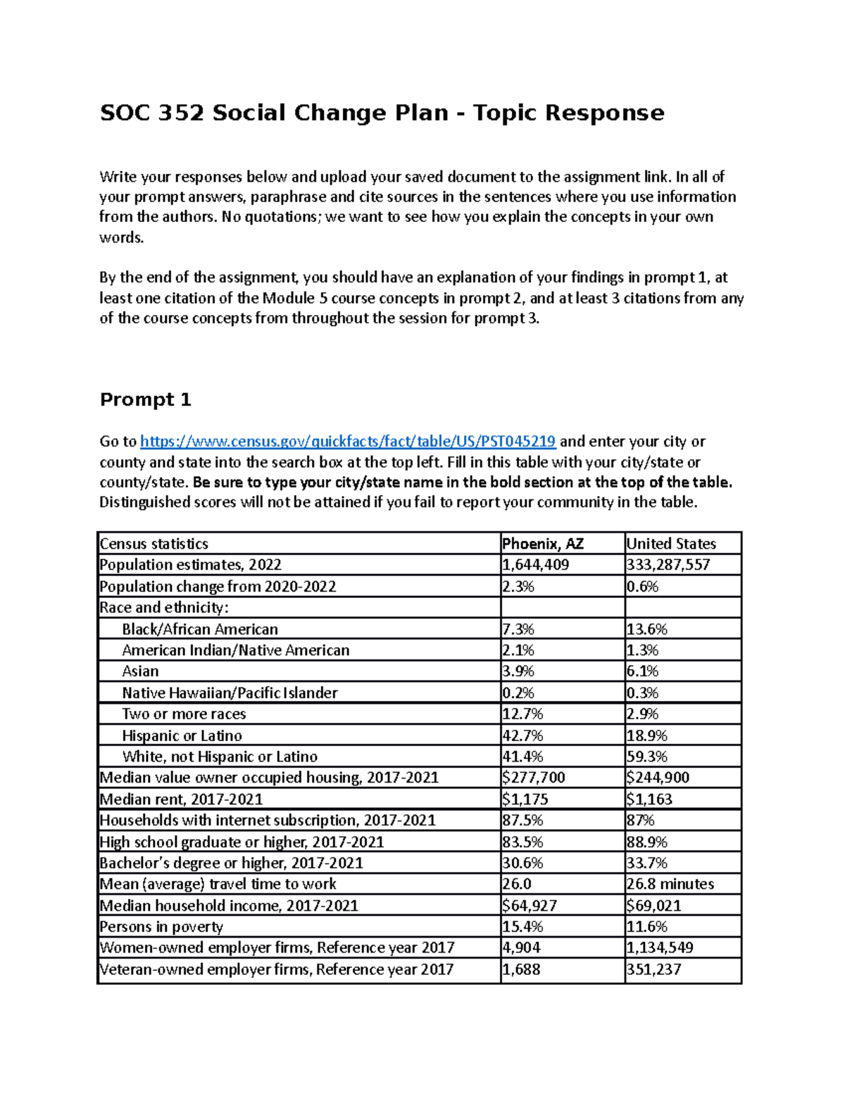 SOC 352 Social Final Topic Response Update - SOC 352 Social Change Plan ...