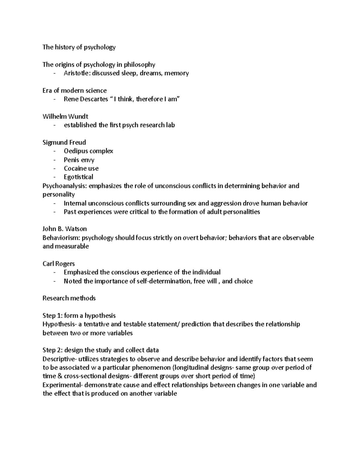 Psych notes chp. 1 - The history of psychology The origins of ...