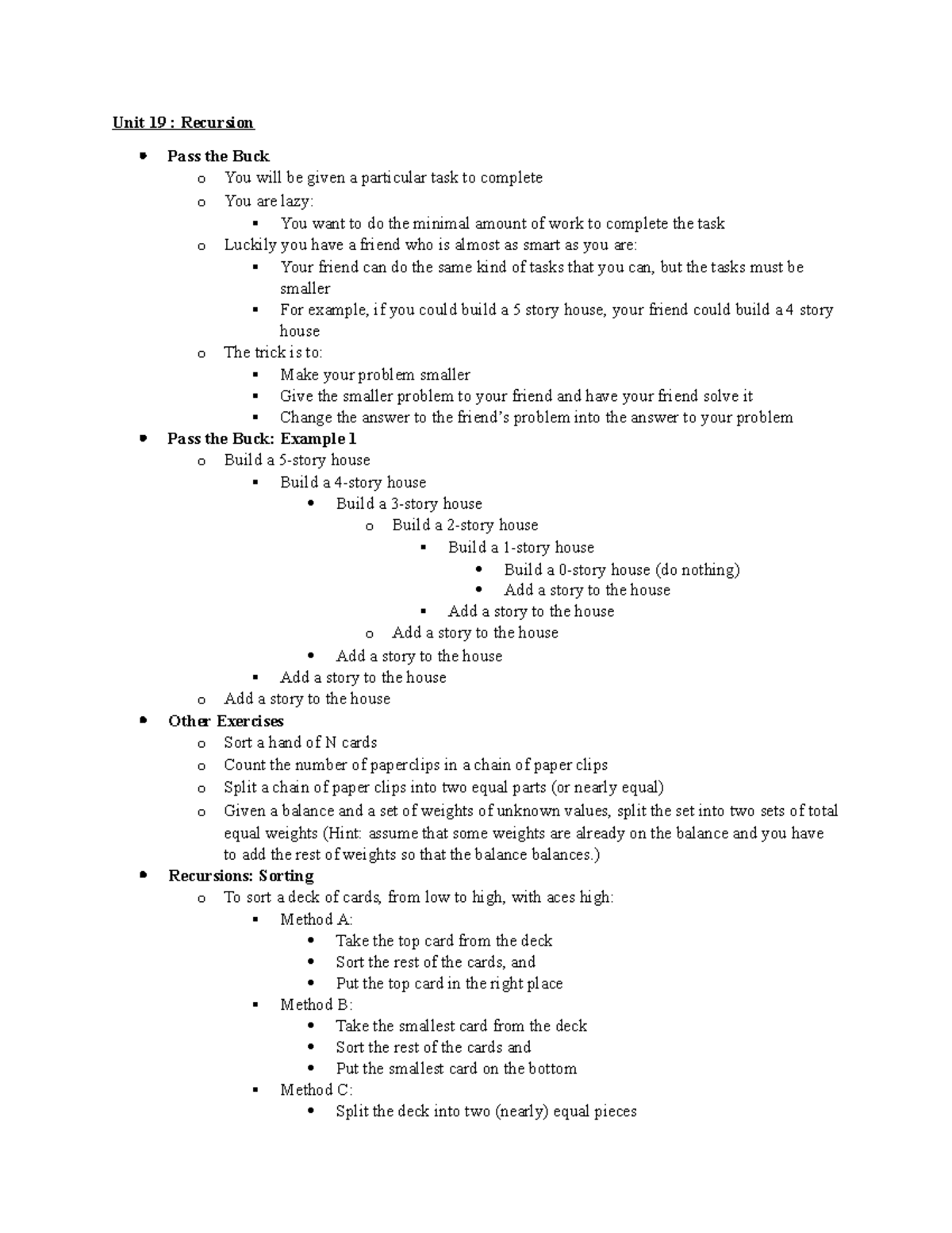 Unit 19 Recursion Lecture Notes 19 Unit 19 Recursion Pass The 2755